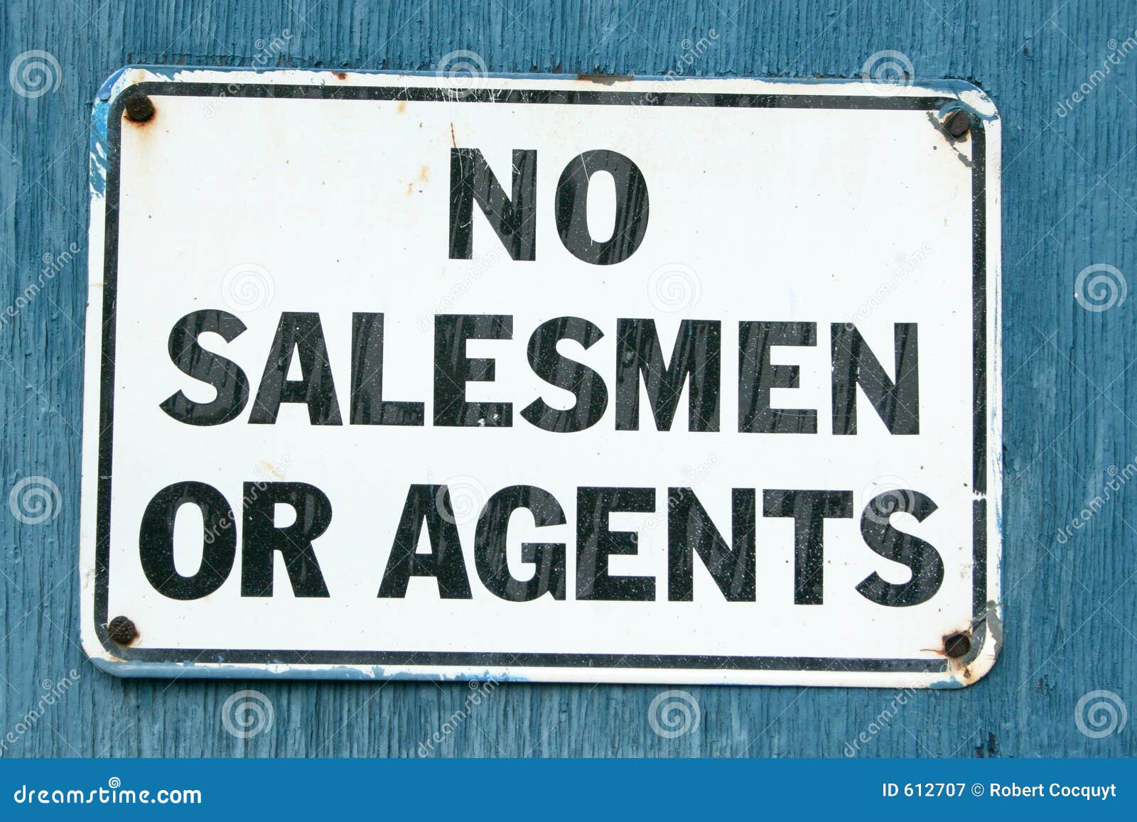 No Salesmen 3 stock image. Image of blue, paint, agent - 612707