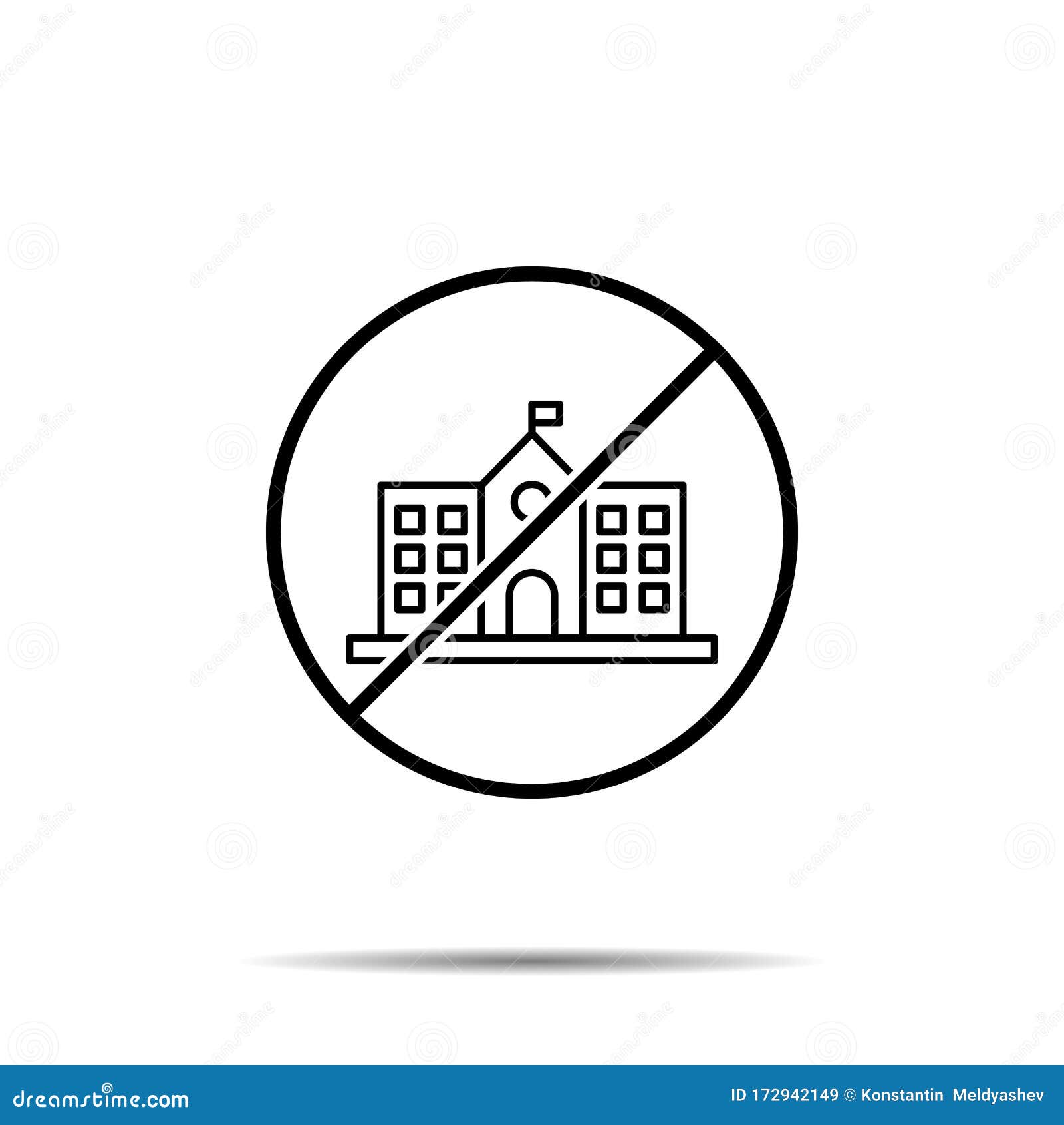 No School, Building Icon. Simple Thin Line, Outline Vector of Buildings ... No School, Building Icon. Simple Thin Line, Outline Vector of Buildings ...