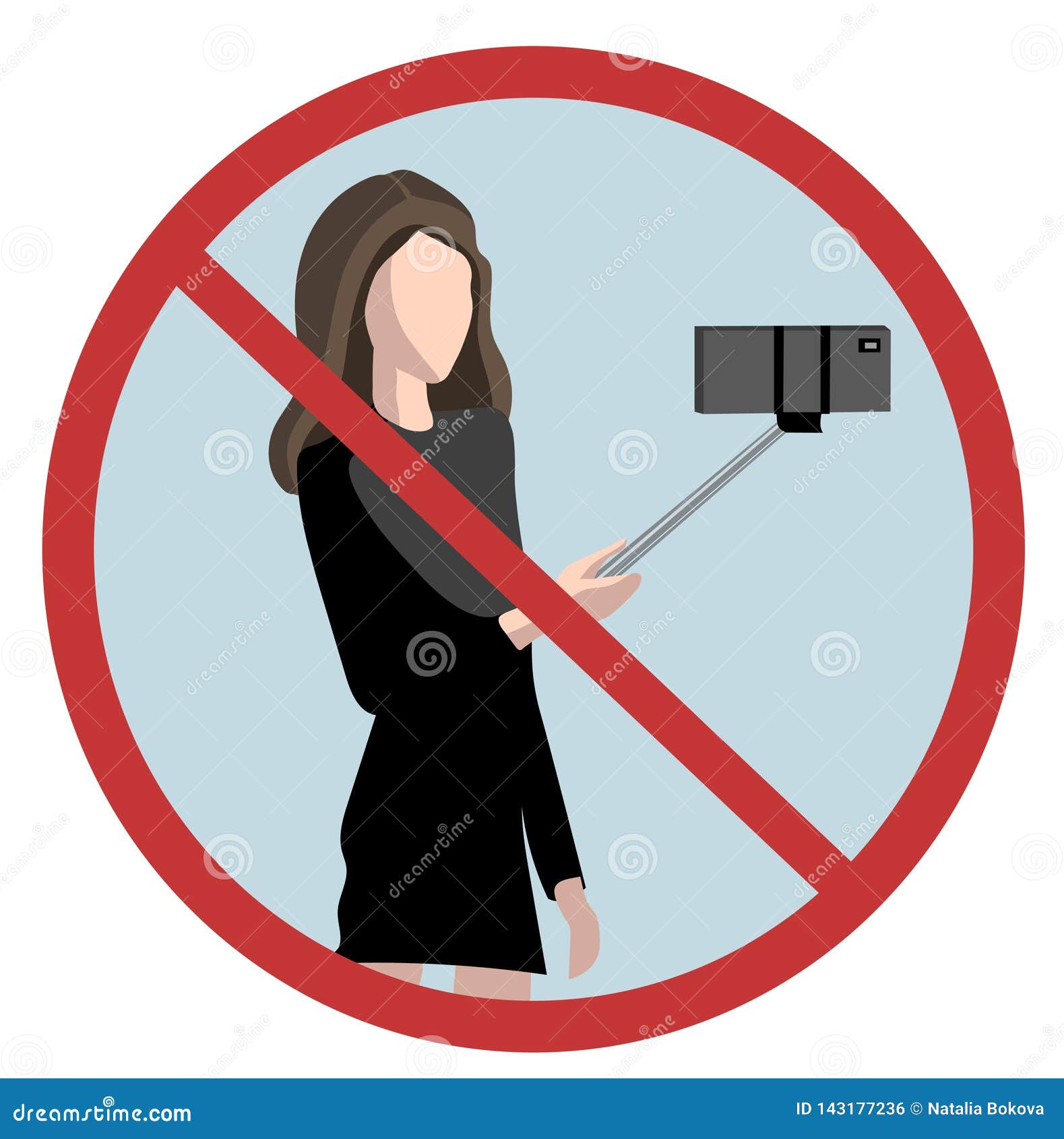 No selfie sticks stock vector. Illustration of stop - 143177236