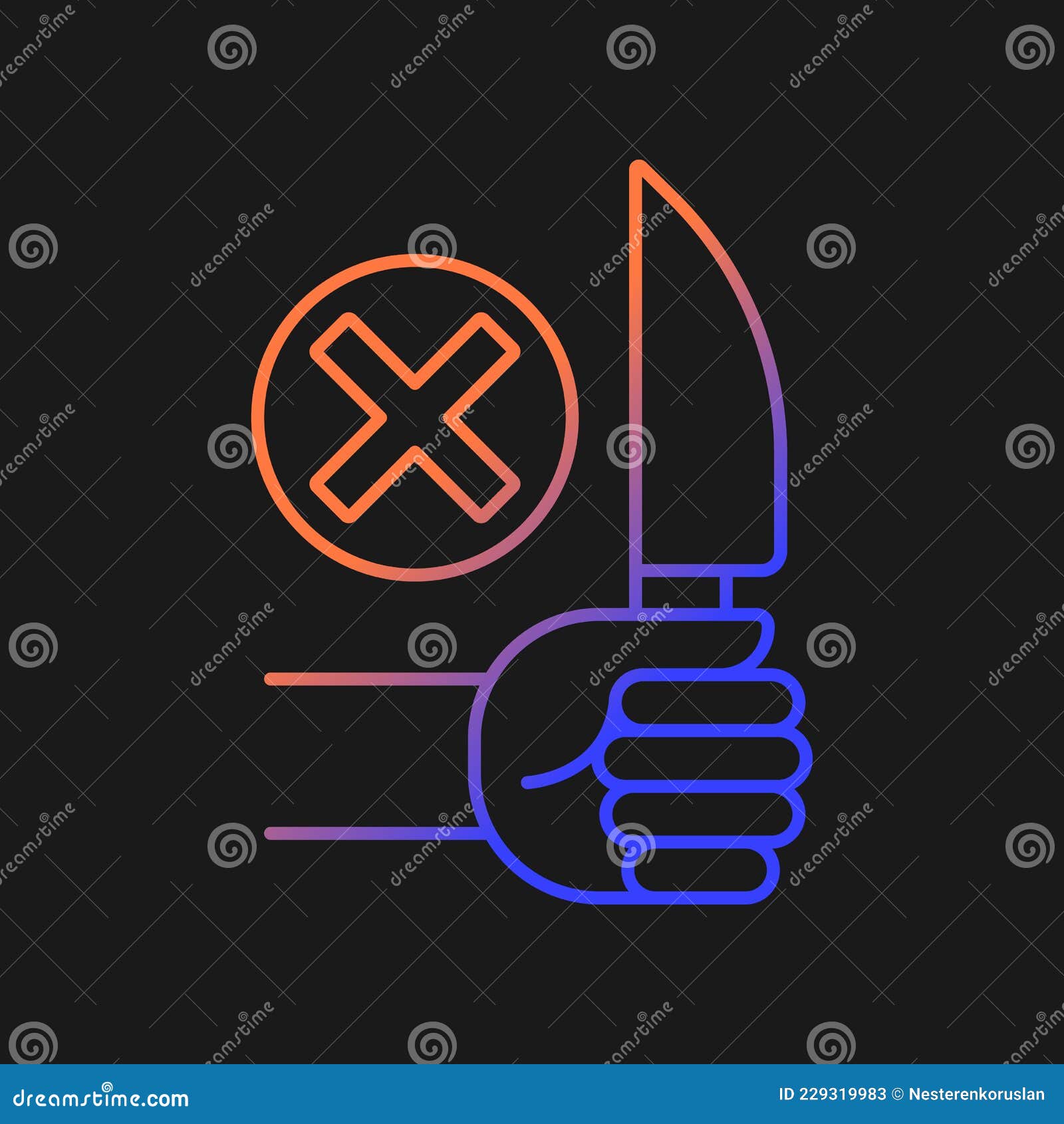 No Sharp Objects Gradient Vector Manual Label Icon for Dark Theme Stock ...