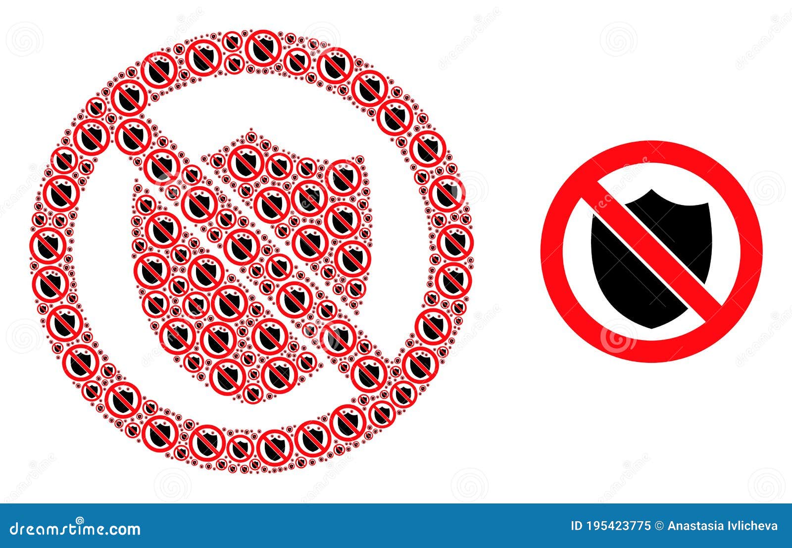 No Shield Composition of No Shield Items and Source Icon Stock Vector ...
