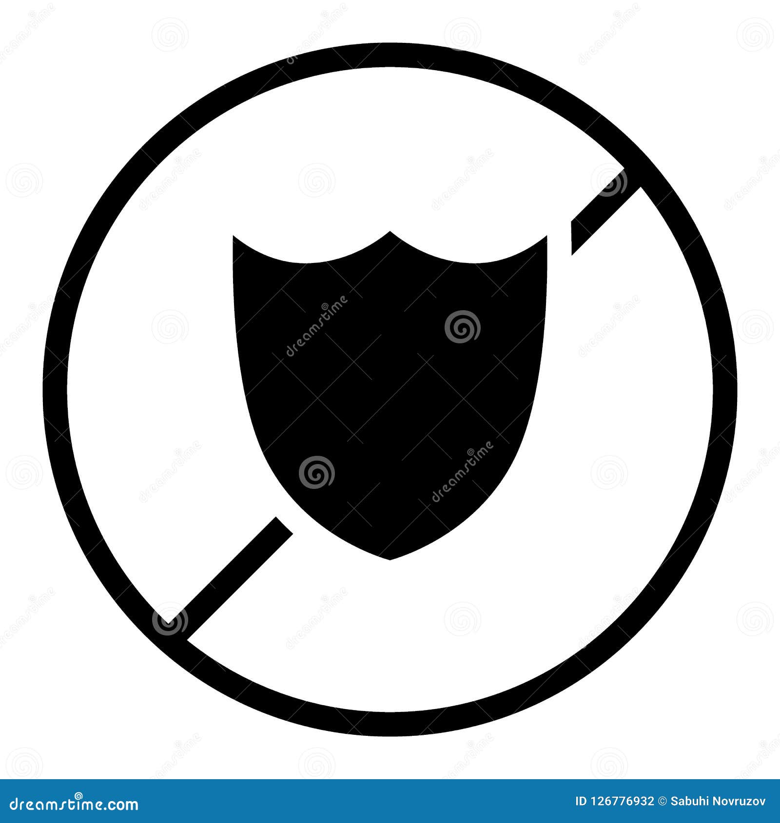 No Shield Solid Icon. Shield Forbidden Illustration Isolated on White ...