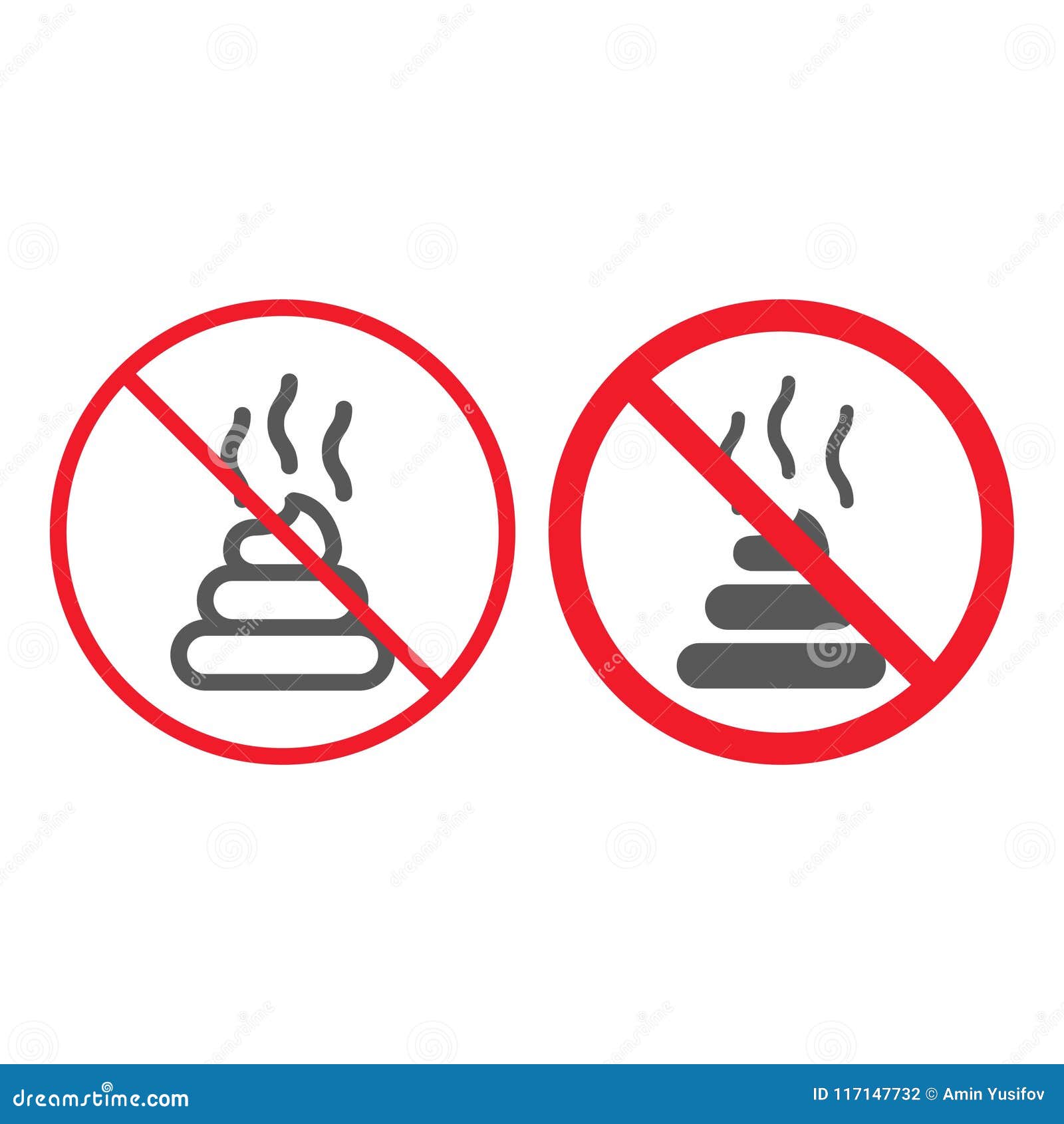 No Shit Line and Glyph Icon, Prohibition Stock Vector - Illustration of ...