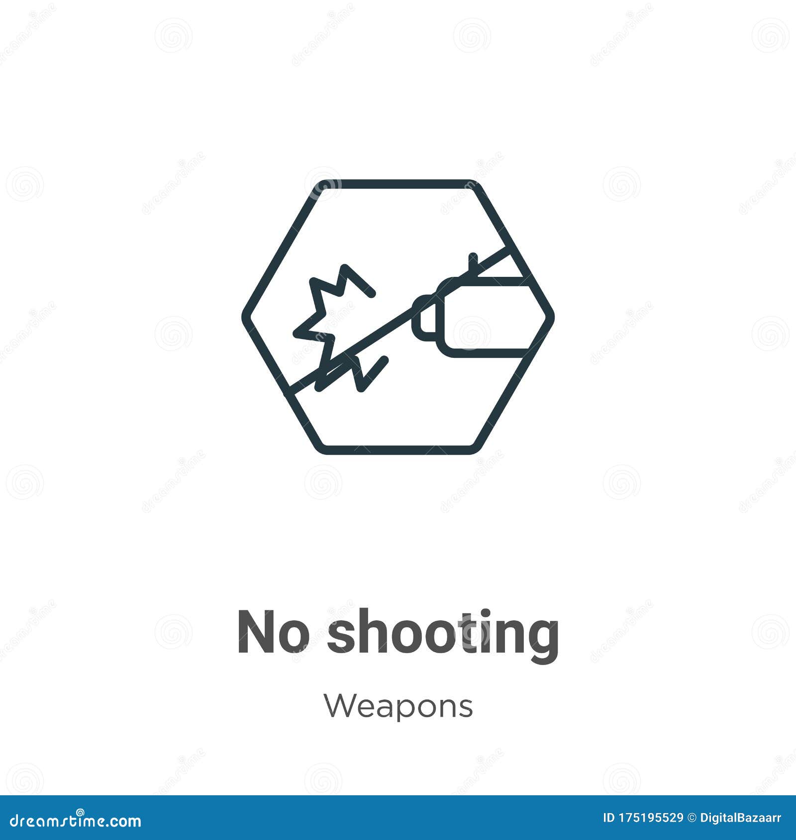 No Shooting Outline Vector Icon. Thin Line Black No Shooting Icon, Flat ...
