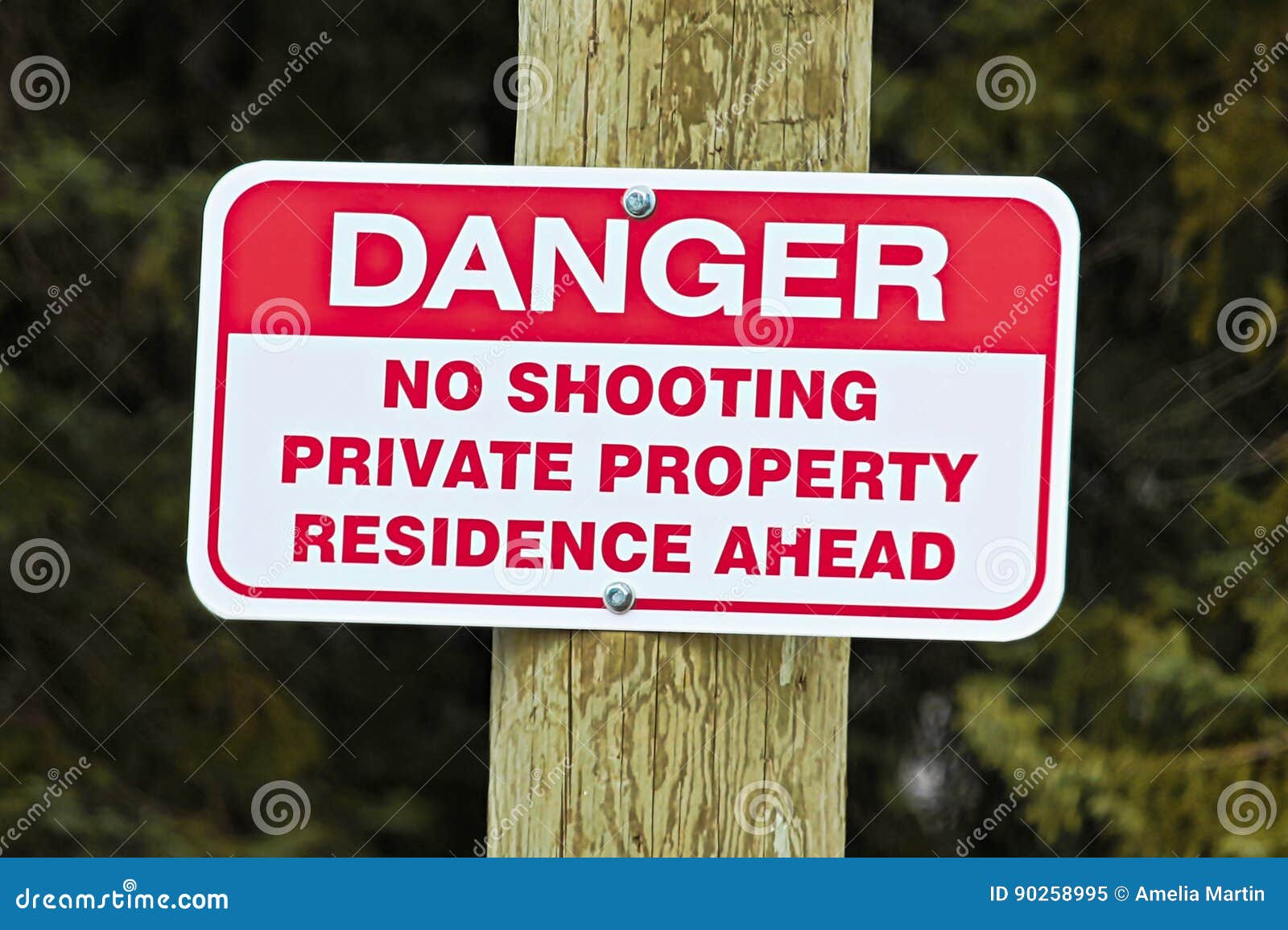 No Shooting Sign Indicating Private Residence Ahead Stock Image - Image ...