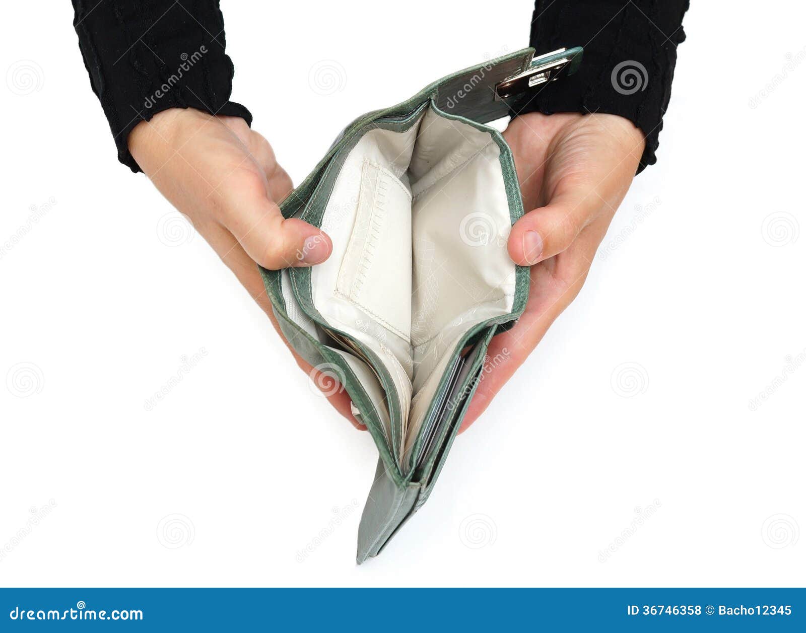 No Shopping Concept with Open Empty Woman Wallet Stock Photo - Image of ...