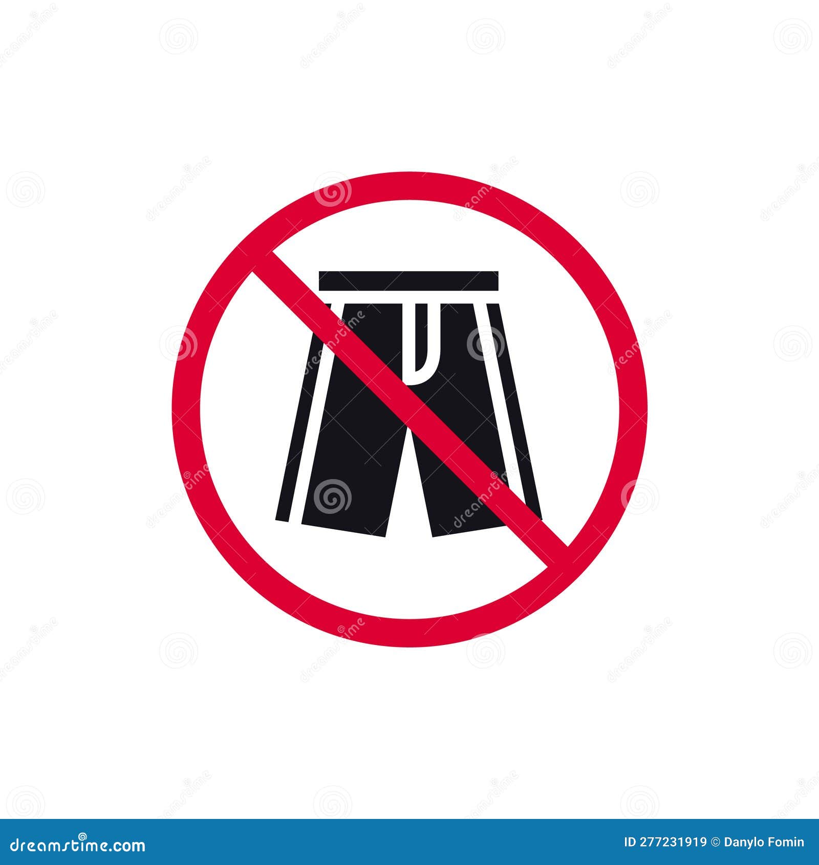 No Short Prohibited Sign, Forbidden Modern Round Sticker, Vector ...