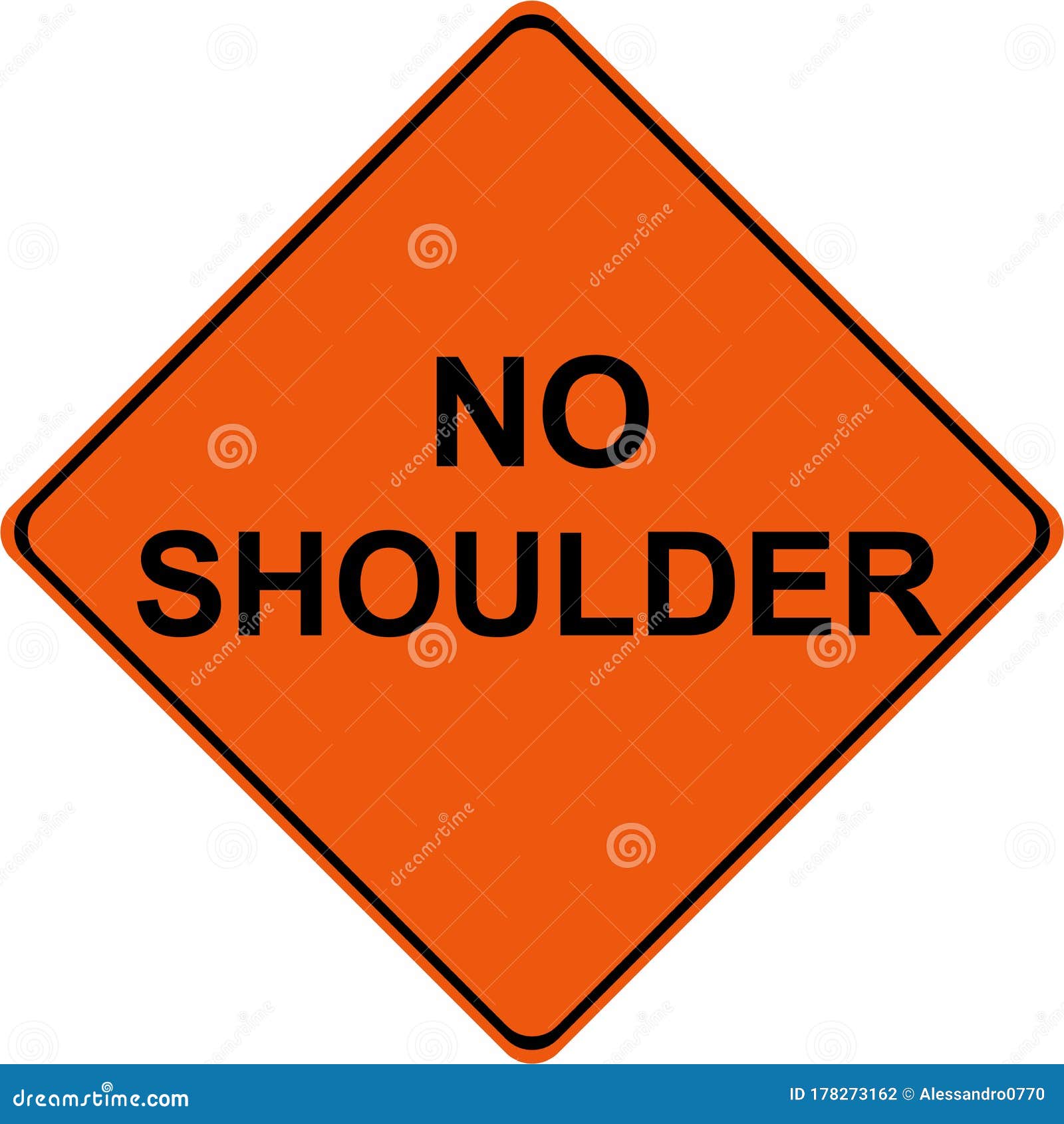 No Shoulder warning sign stock illustration. Illustration of traffic ...
