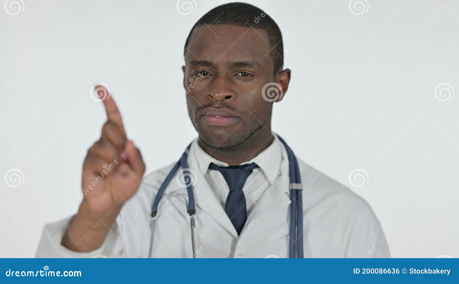 No Sign with Finger by African Doctor, White Background Stock Footage ...