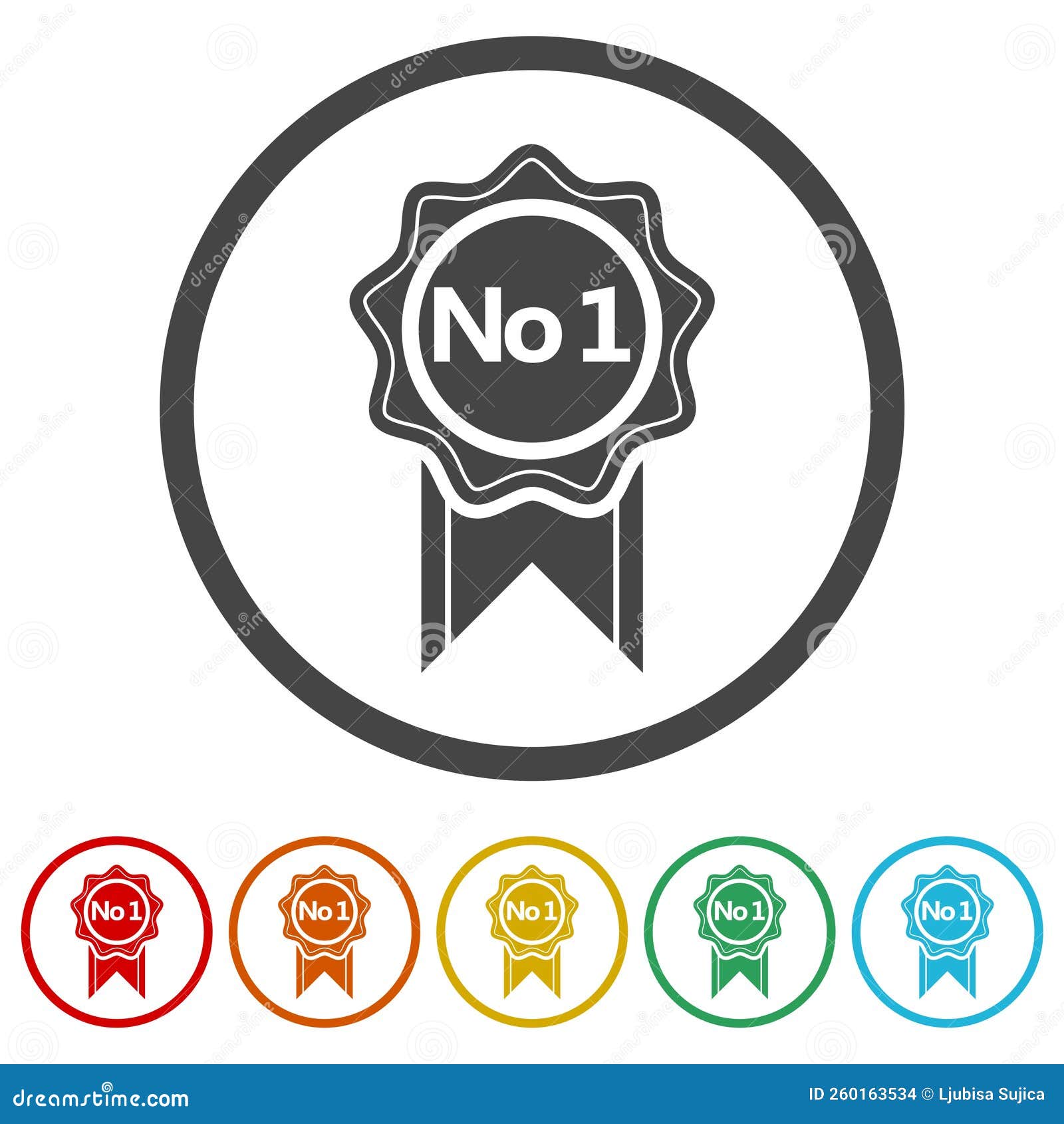 No 1 Sign. Set Icons in Color Circle Buttons Stock Vector ...