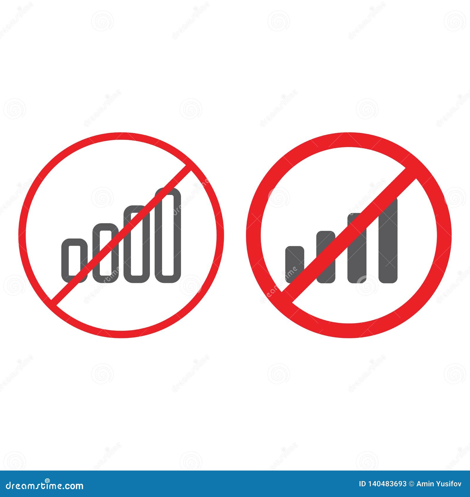 No Signal Line and Glyph Icon, Prohibited and Ban, No Connection Sign ...