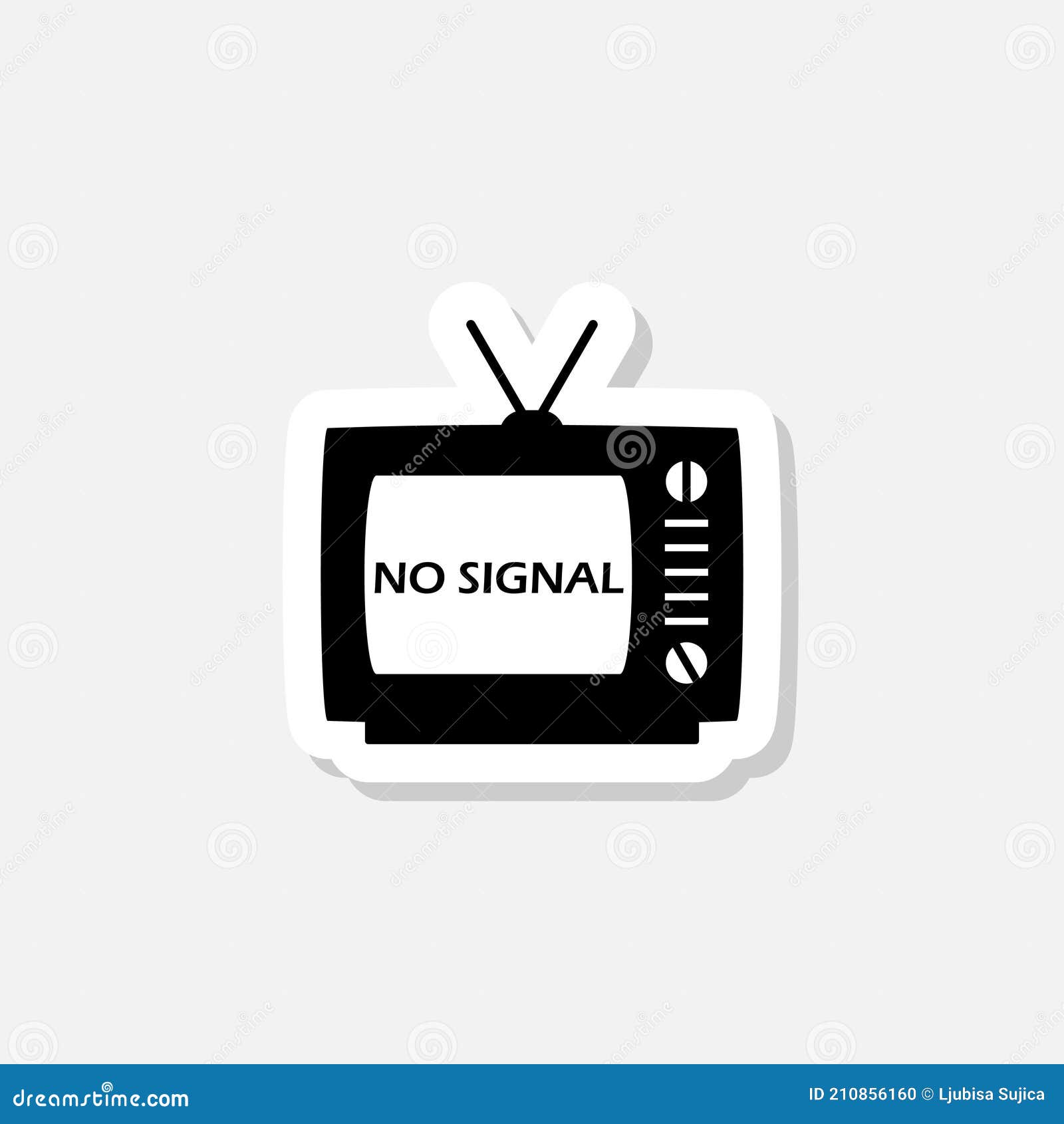 No Signal TV sticker icon stock vector. Illustration of movie - 210856160