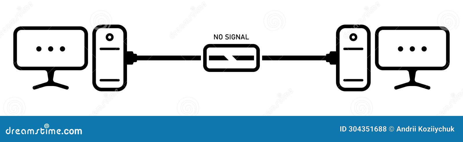 No Signal Vector Icon. Broken Wire between Computers Vector. No ...