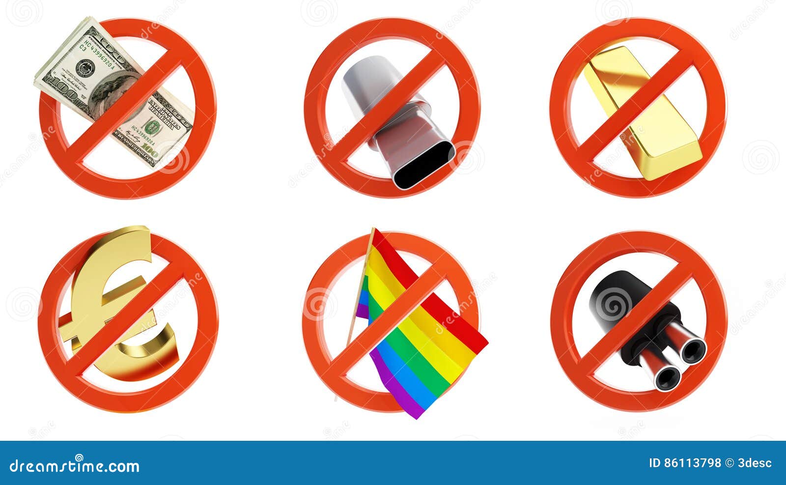 No Signs for Different Prohibited Activities Set Stock Illustration ...