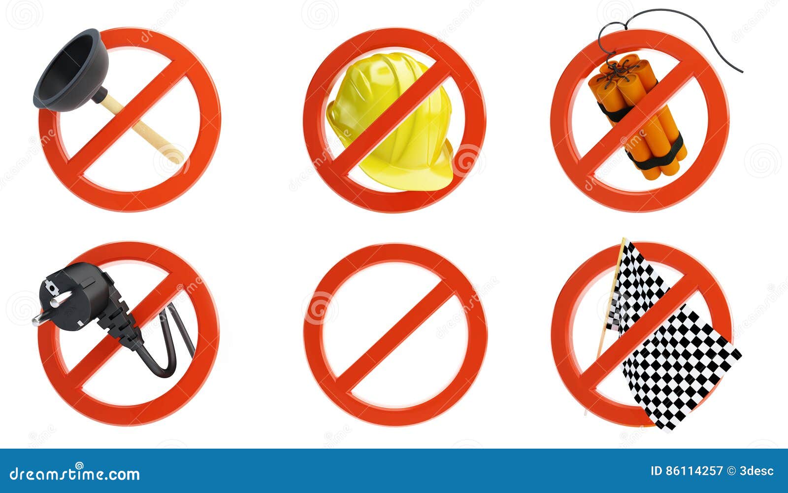 No Signs for Different Prohibited Activities Set on a White Background ...