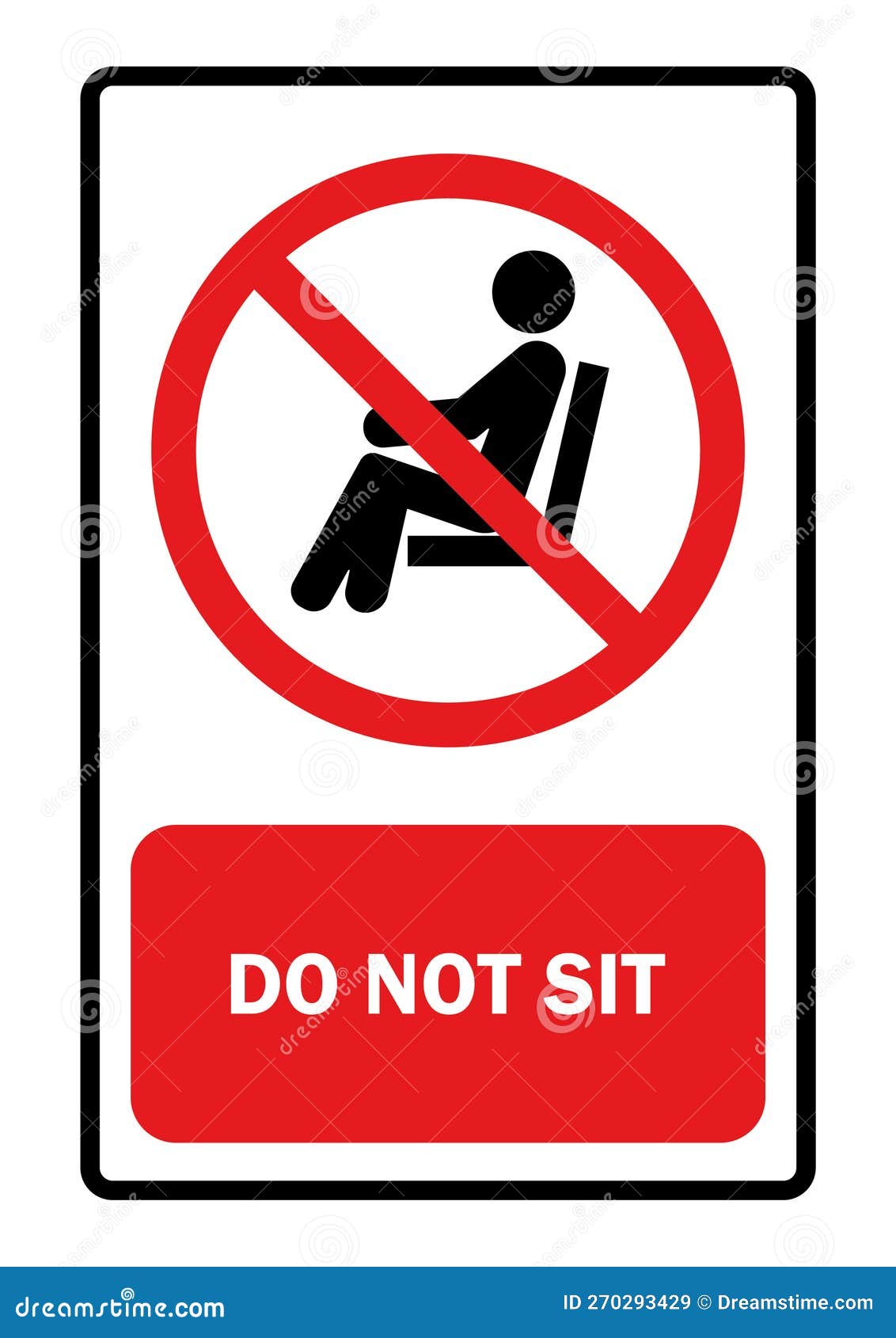 No Sitting Sign Vector Illustration. Stock Illustration - Illustration ...