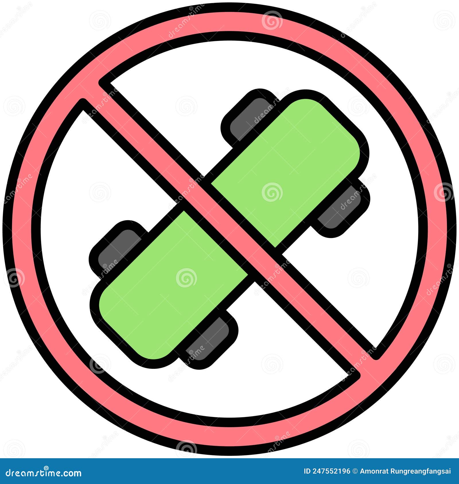 No Skateboarding Icon, Prohibition Sign Vector Illustration Stock ...