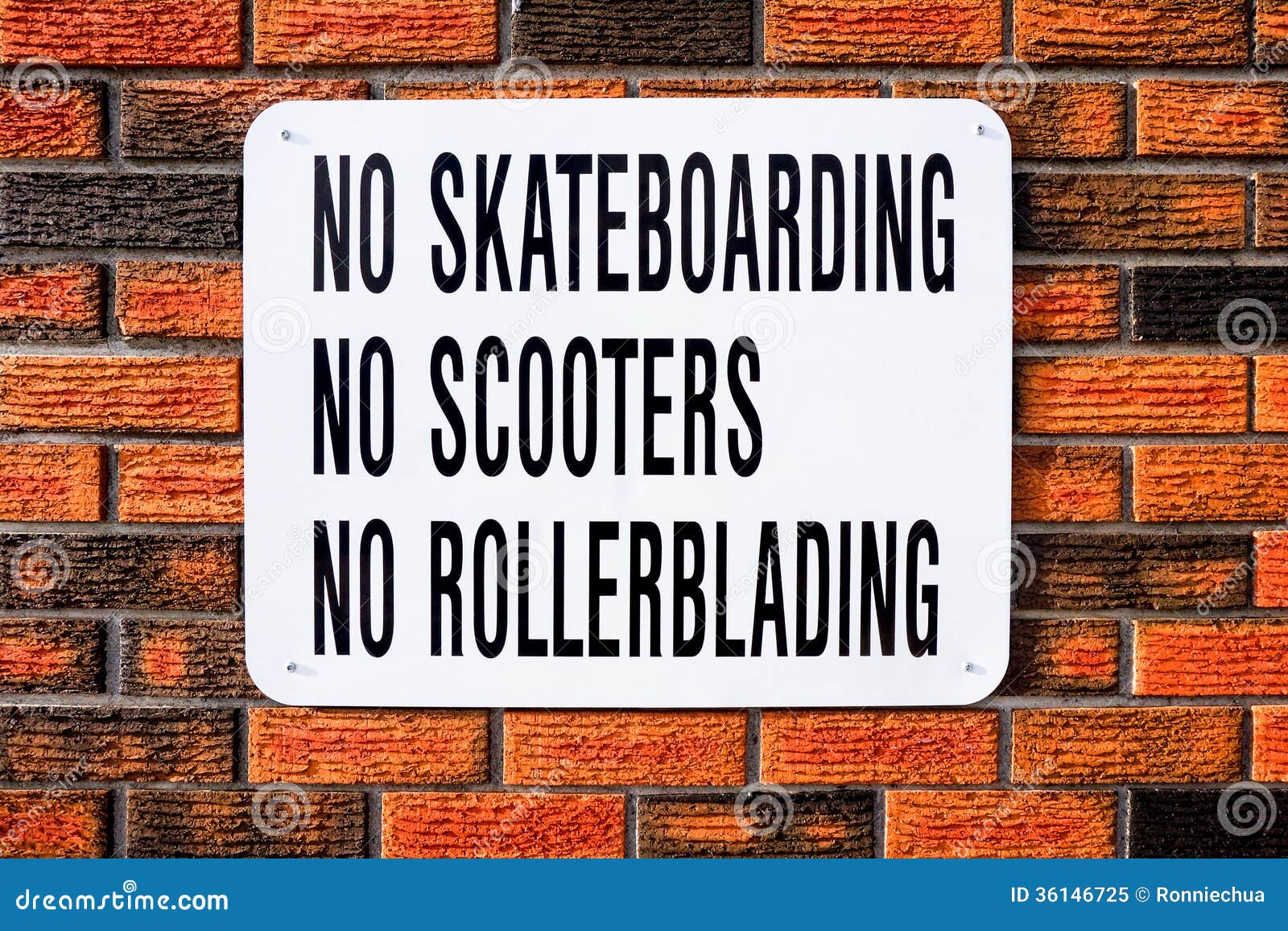 No Skateboarding And Rollerblading Sign In A Strip Mall Area Royalty ...