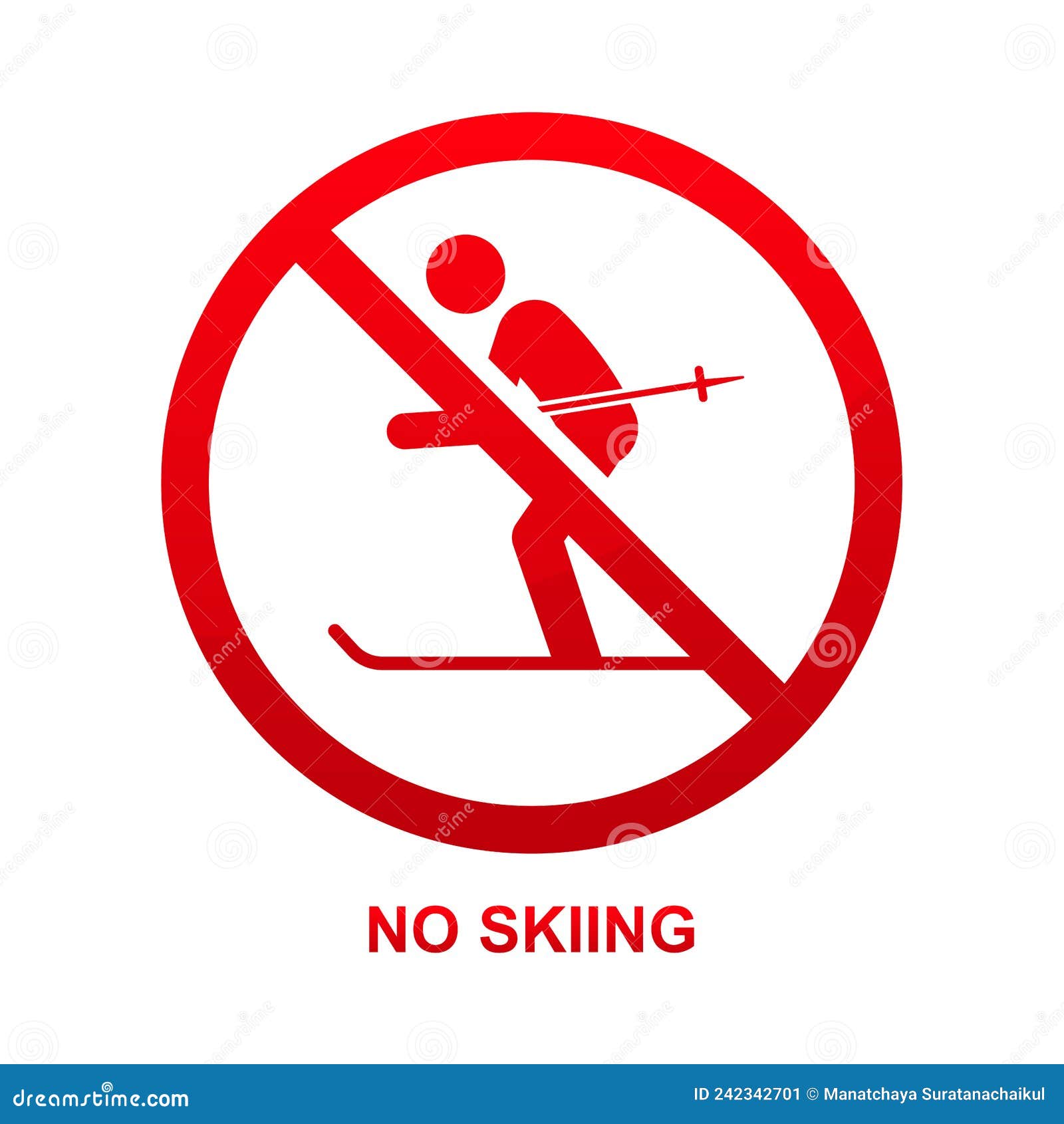 No Skiing Sign Isolated on White Background Stock Vector - Illustration ...