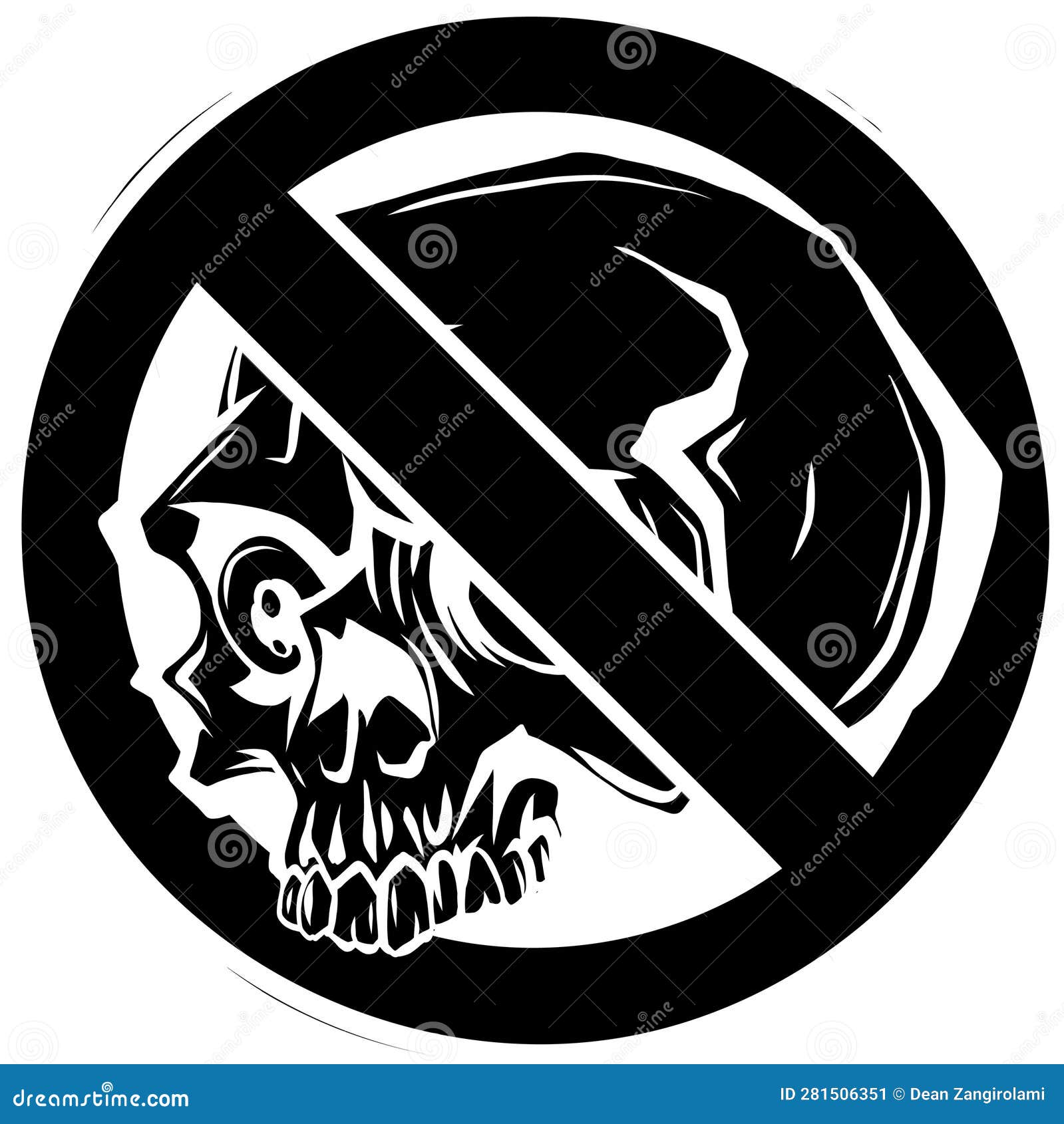 Black Silhouette of No Skull Sign on White Background Stock Vector ...