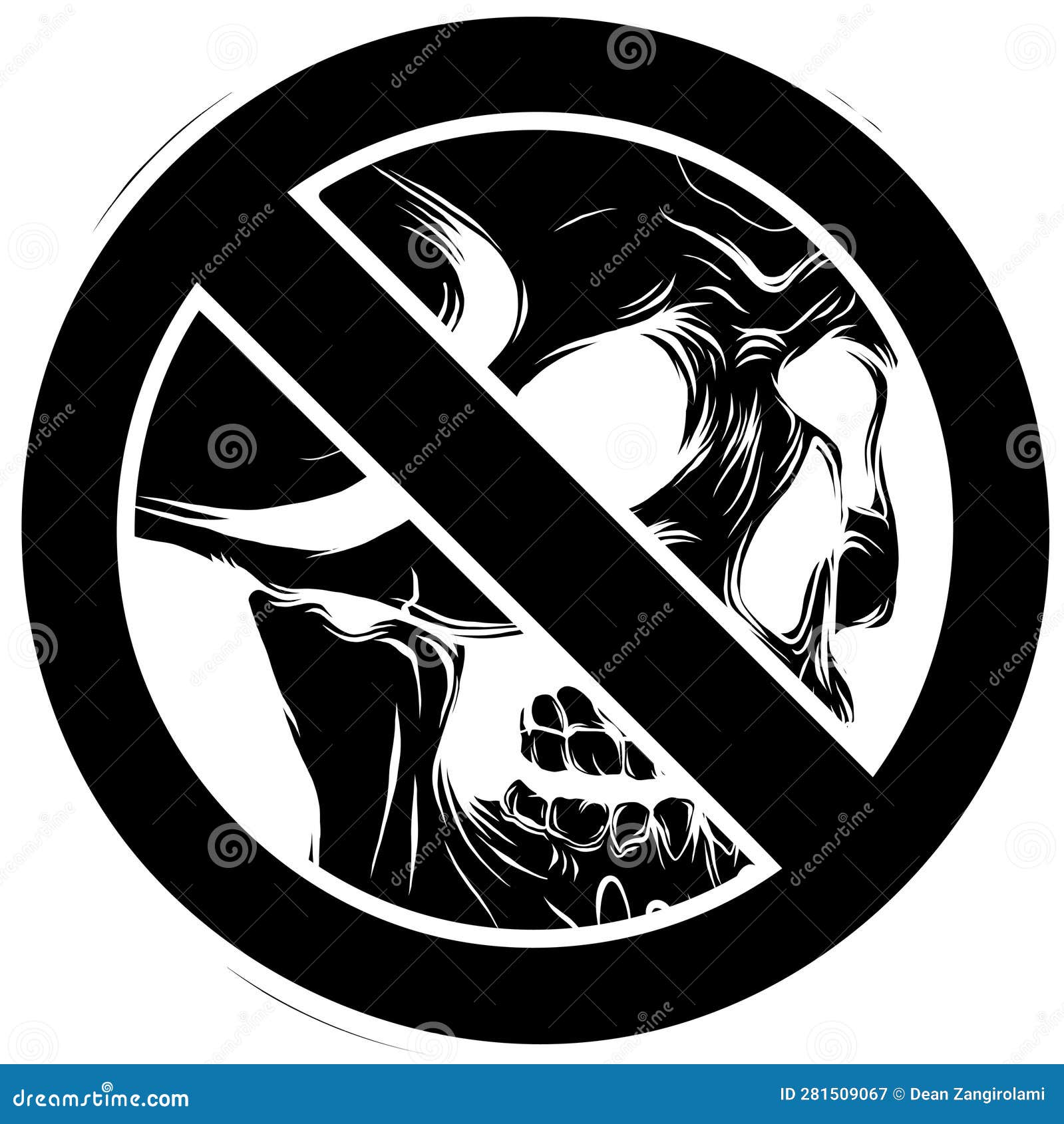 Black Silhouette of No Skull Sign on White Background Stock Vector ...