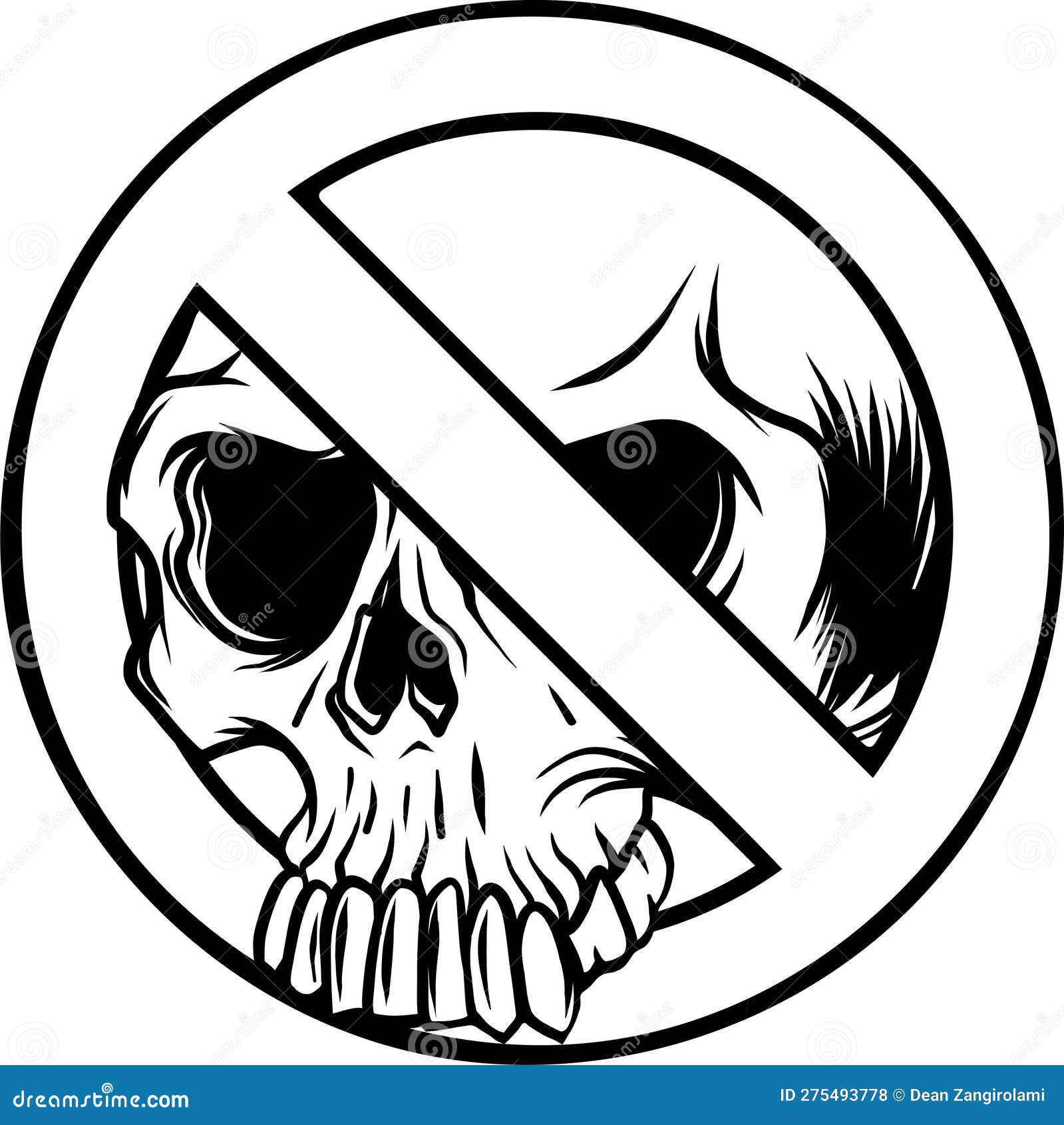 Monochrome No Skull Sign on White Background Stock Vector ...