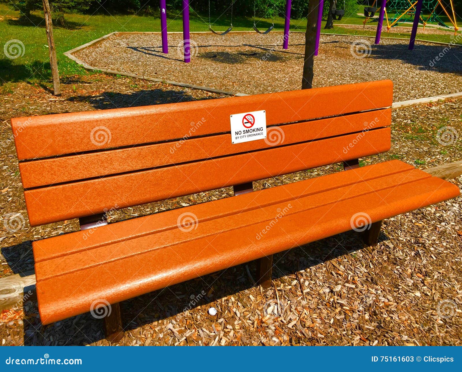 No Smoking Bench stock image. Image of grass, woodchips - 75161603