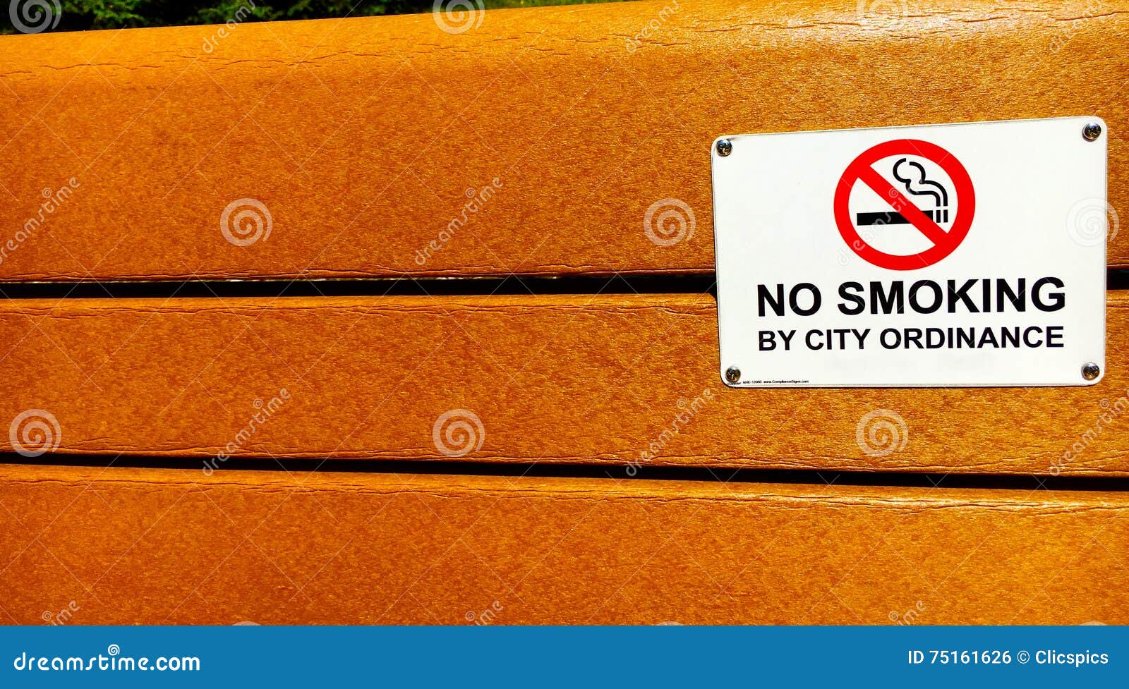No Smoking Bench stock photo. Image of park, sign, wood - 75161626