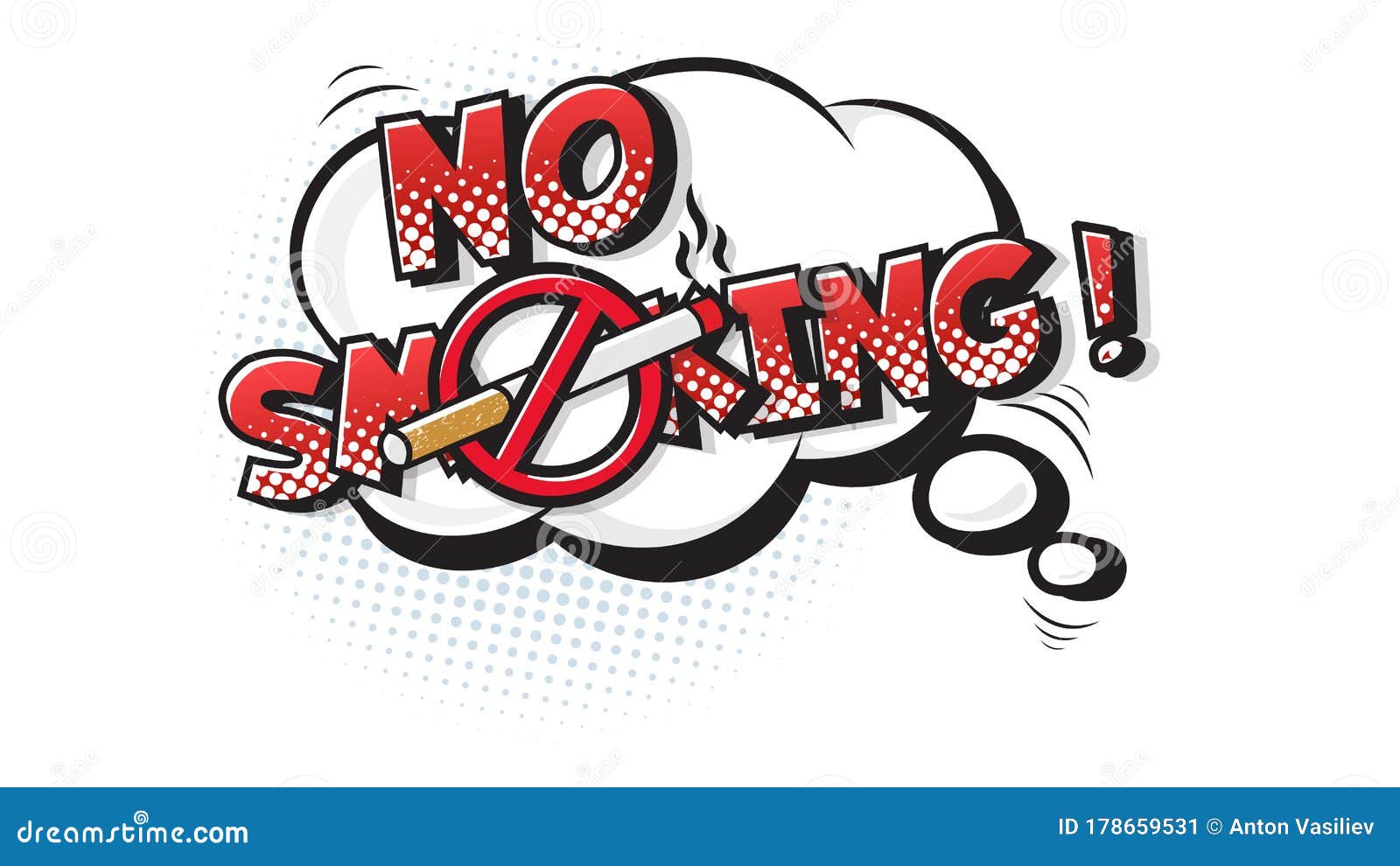 No Smoking Expression Text on a Comic Bubble with Halftone. Vector ...
