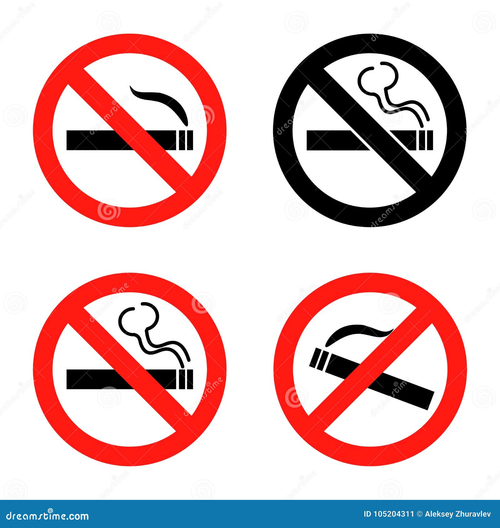No Smoking Icons Set. Flat Design Stock Illustration - Illustration of ...