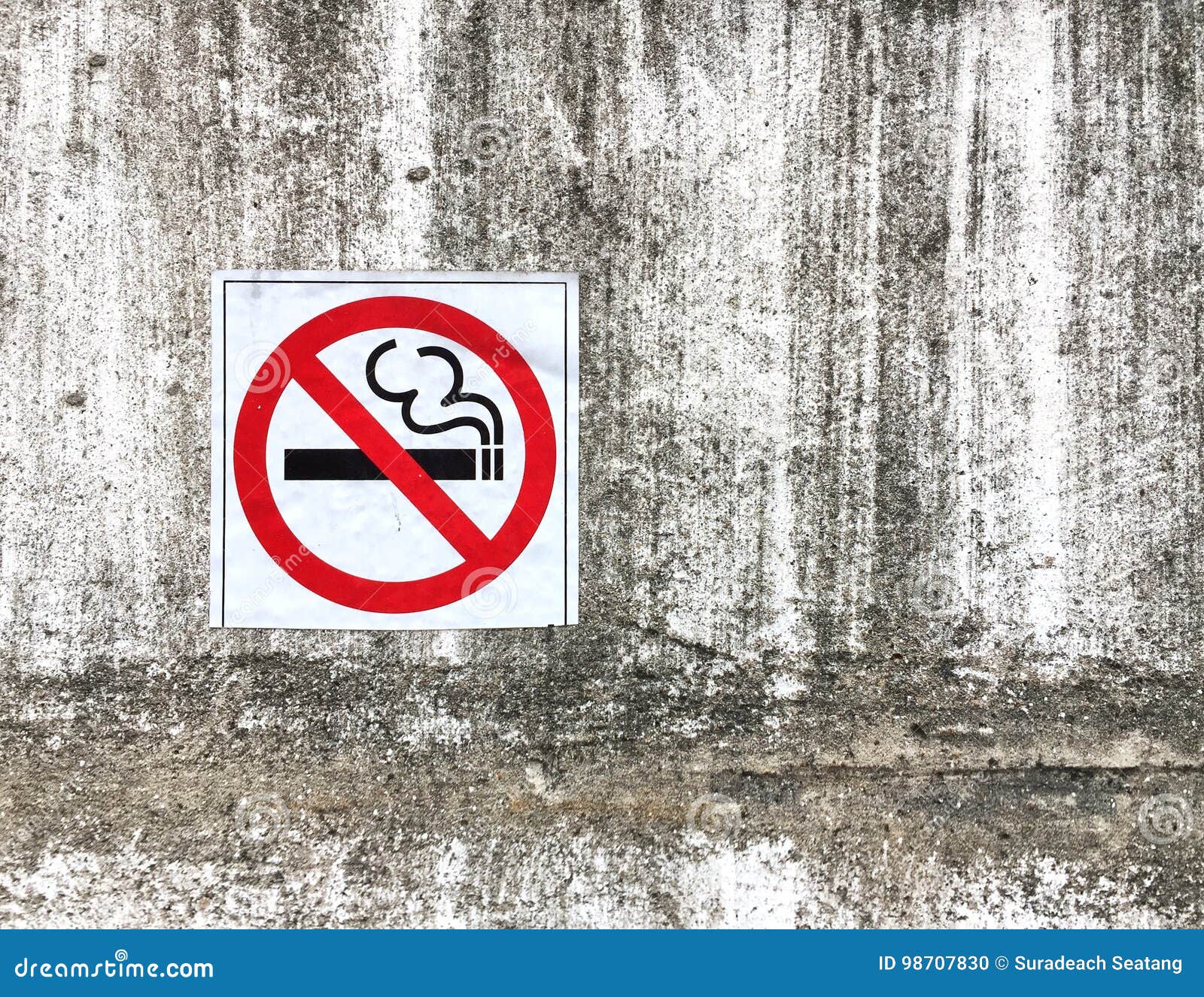 No Smoking Sign on Concrete Wall Stock Photo - Image of concrete, color ...