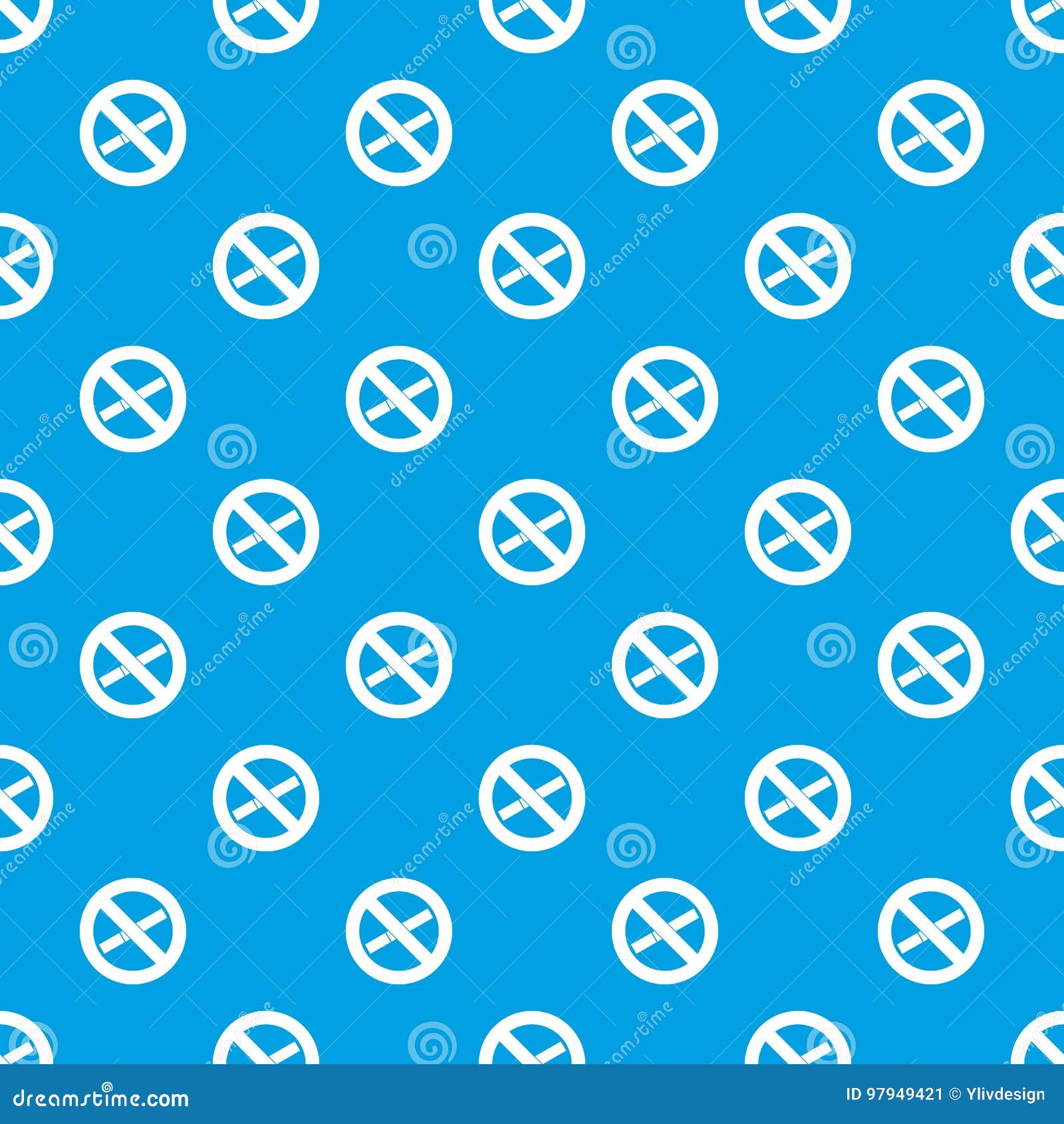 No Smoking Sign Pattern Seamless Blue Stock Vector - Illustration of ...