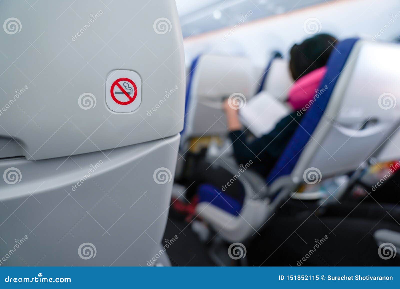 No Smoking Sign on Plane Seat Stock Image - Image of aircraft, color ...