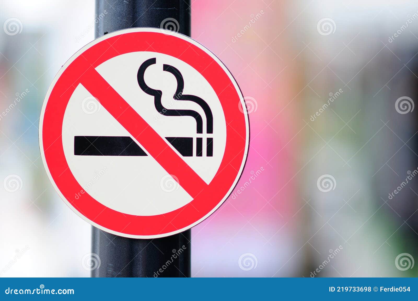 No Smoking Sign on a Post stock photo. Image of health - 219733698