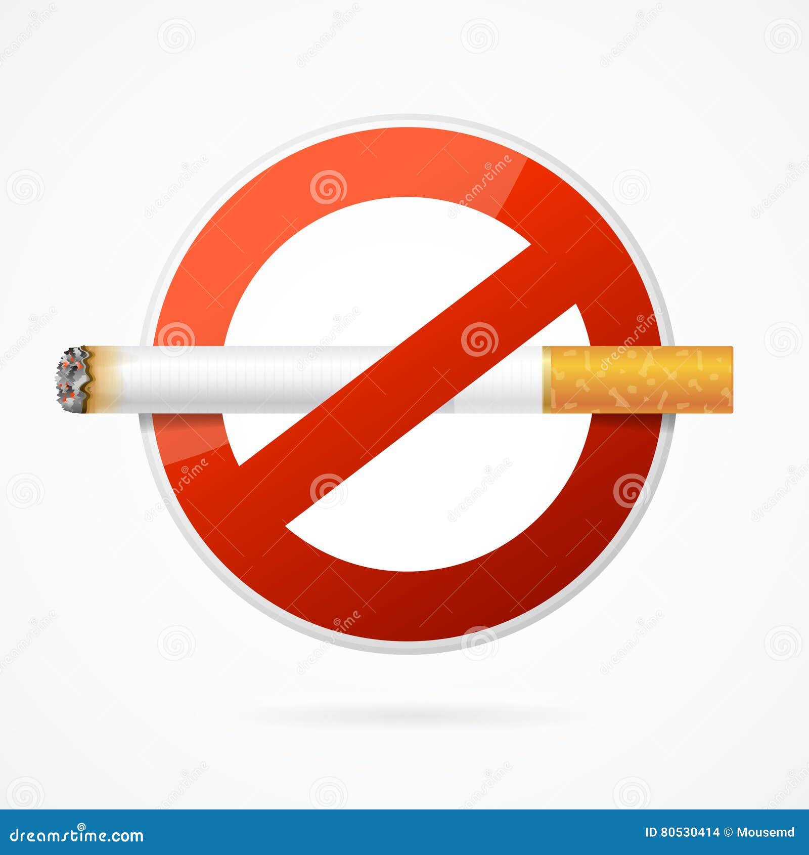 No Smoking Sign with Realistic Cigarette. Vector Stock Vector ...