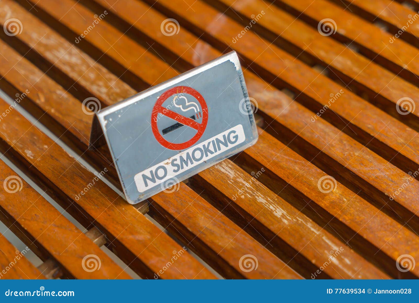 NO Smoking Sign on Wood Table . Stock Photo - Image of cafe, lunch ...