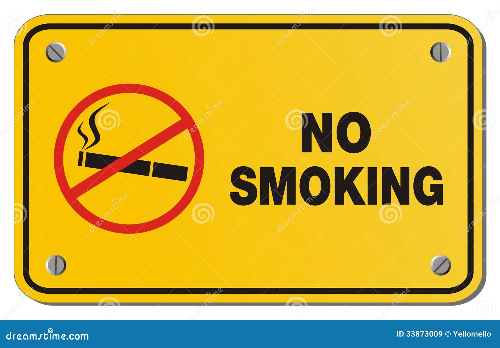 No Smoking Yellow Sign - Rectangle Sign Stock Illustration ...