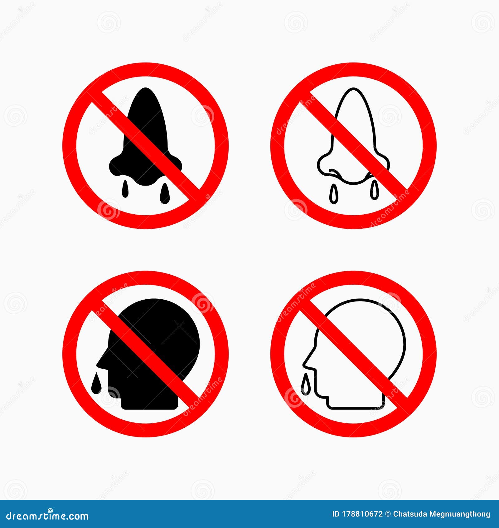Stop Snot. It Is Forbidden To Pick Nose. Red Prohibition Sign. S ...