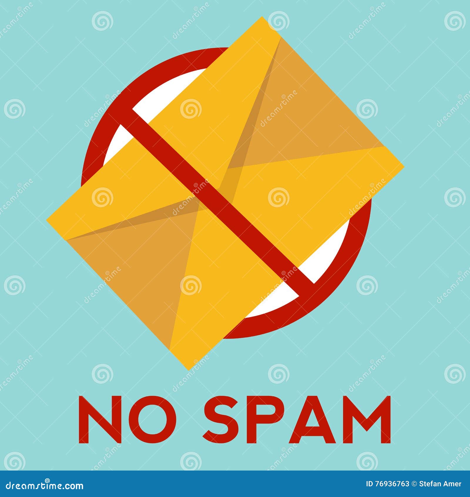 No Spam Illustration with Envelope Stock Vector - Illustration of flat ...