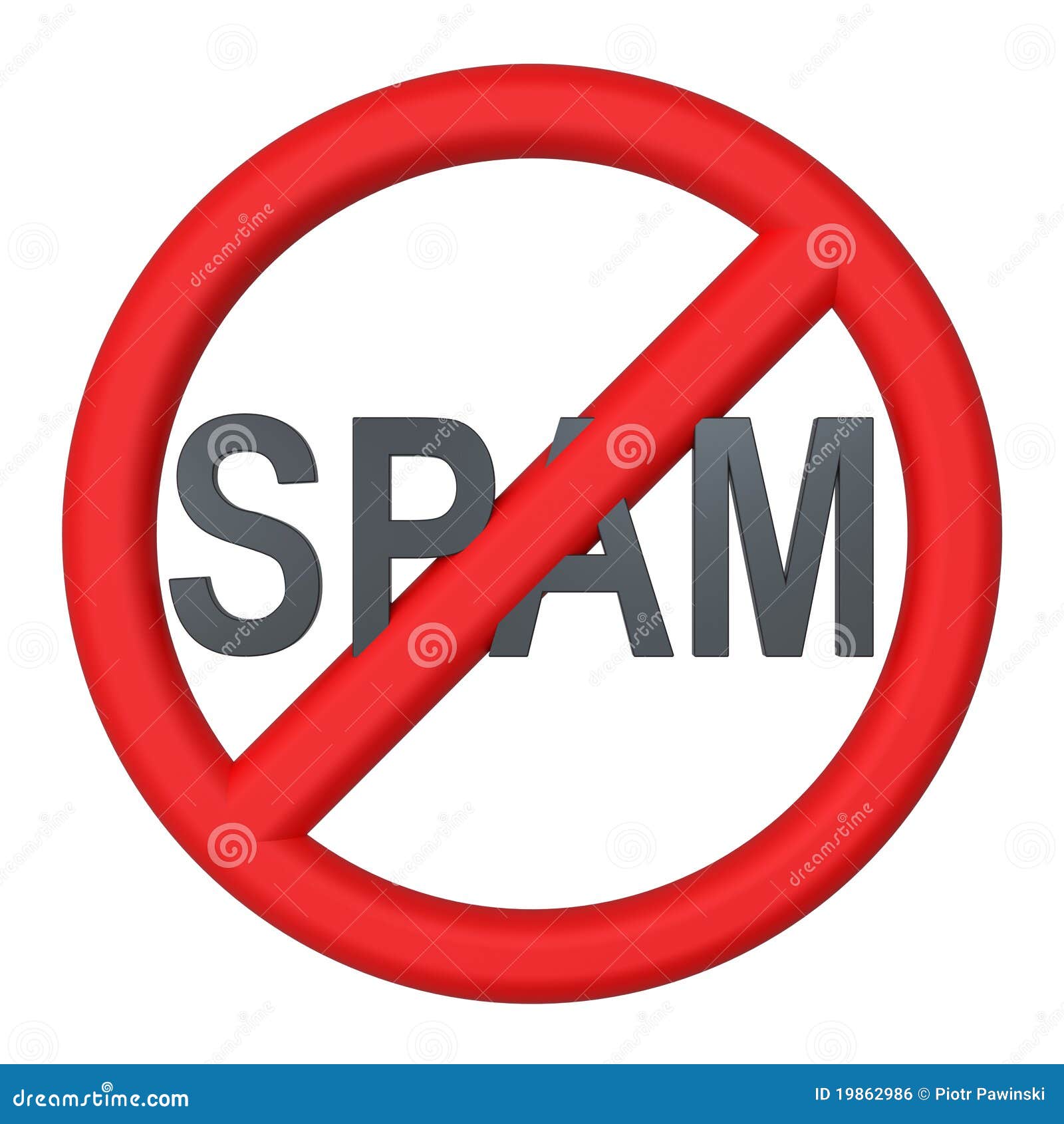 No Spam Sign Isolated Over White. Stock Illustration - Illustration of ...