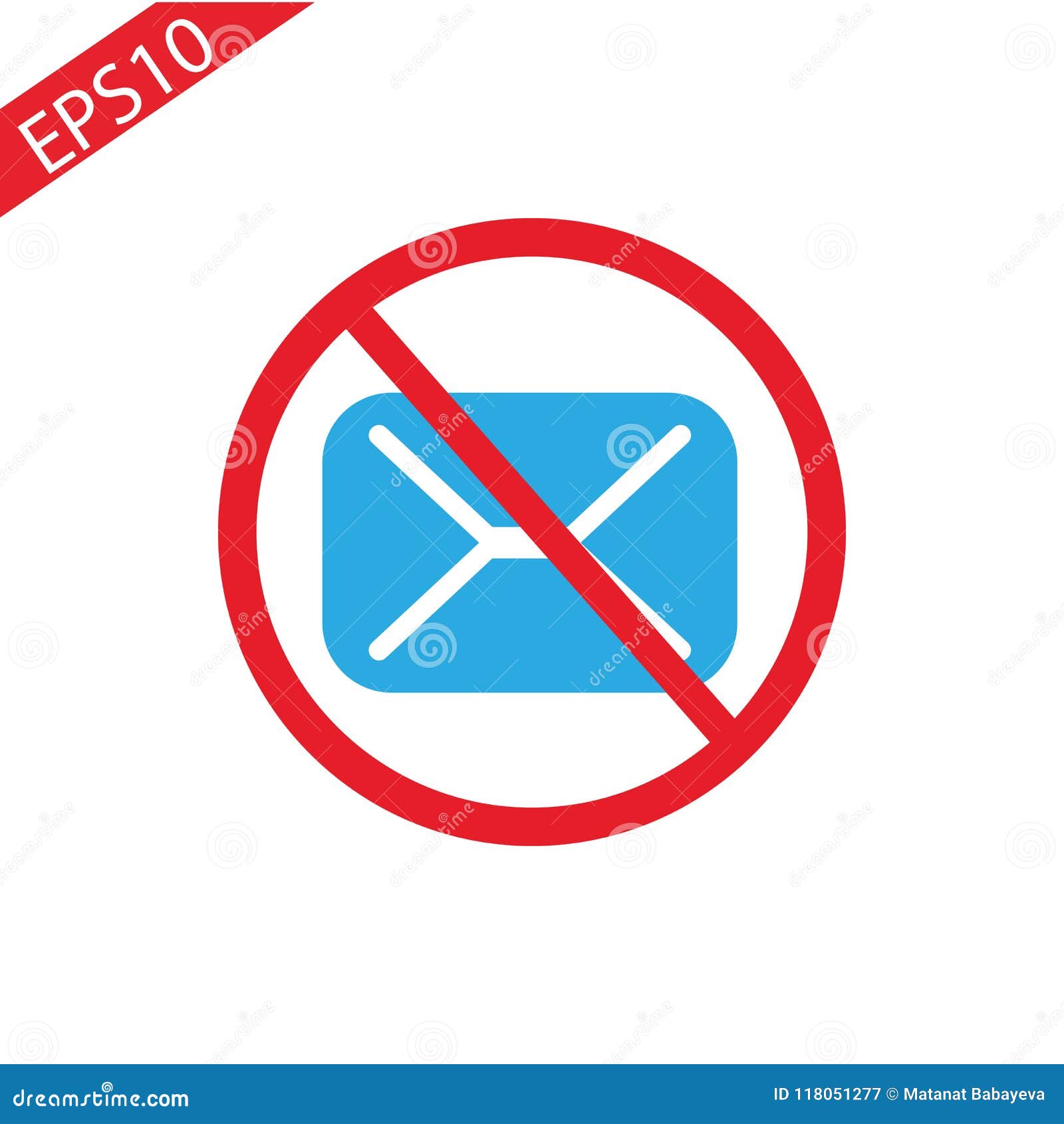 No Spam Sign White Backgroun. Flat. Eps10 Stock Illustration ...