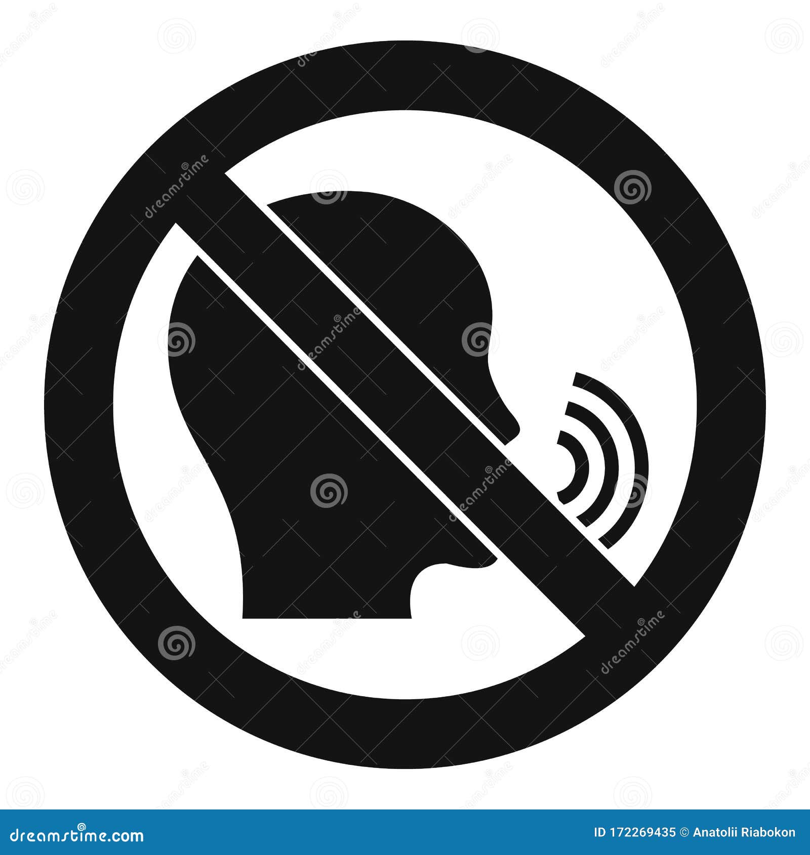 No Speaking Icon, Simple Style Stock Vector - Illustration of face ...