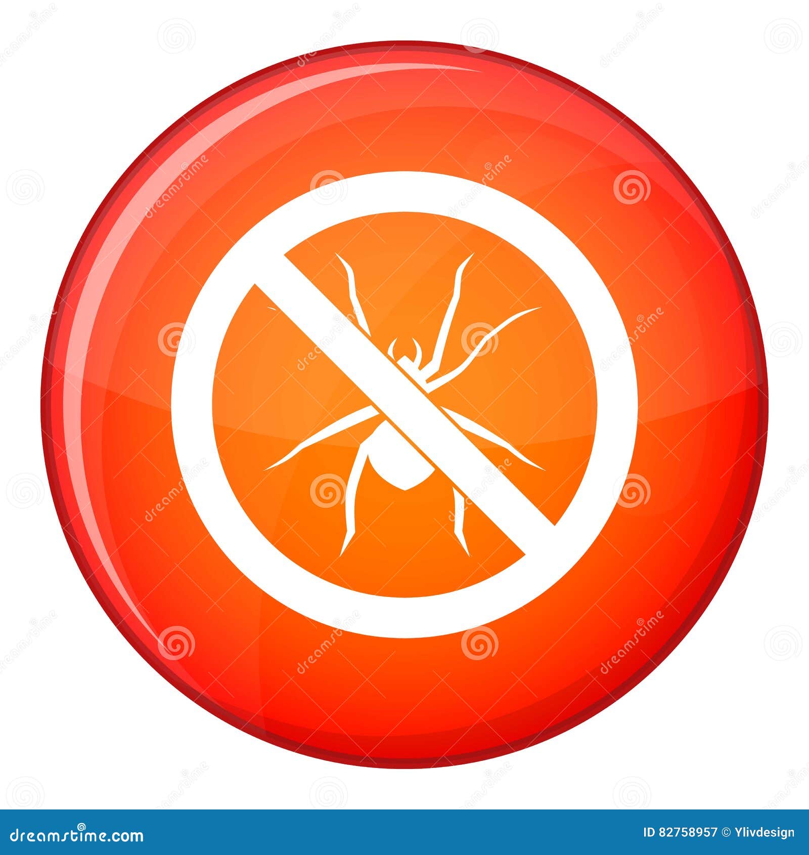 No Spider Sign Icon, Flat Style Stock Vector - Illustration of poison ...