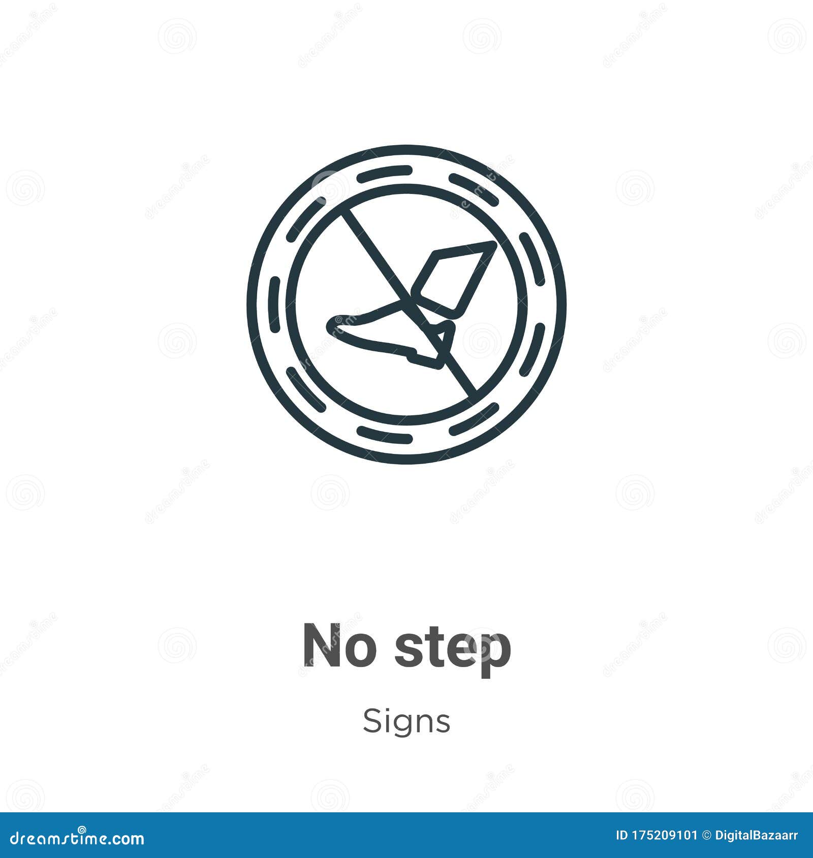 No Step Outline Vector Icon. Thin Line Black No Step Icon, Flat Vector ...