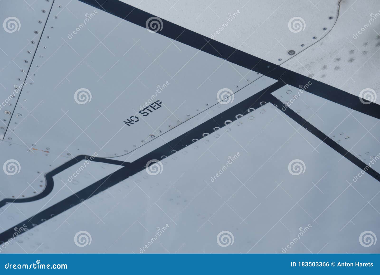No Step Sign on the Commercial Airplane Wing Stock Photo - Image of ...