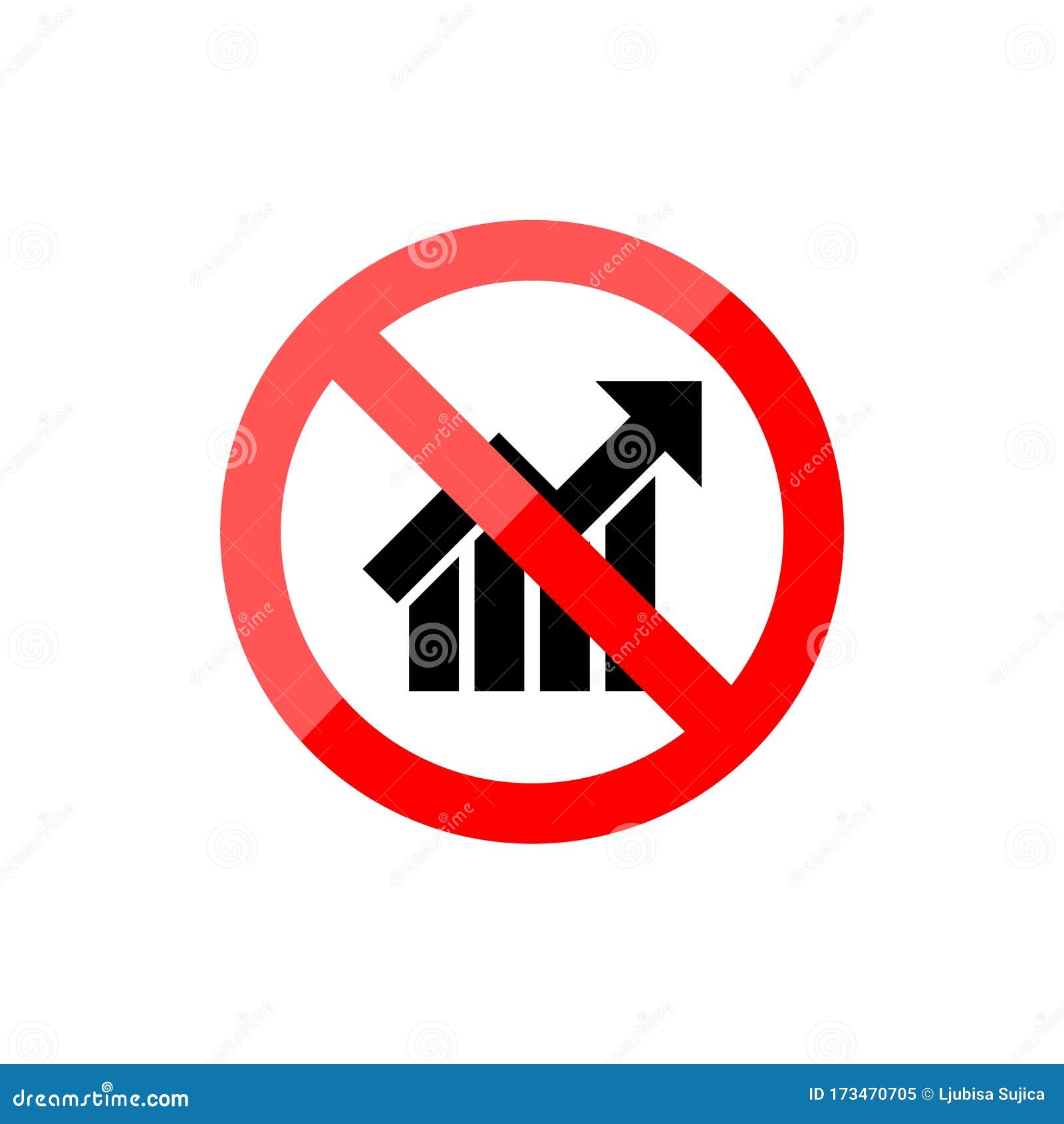 No or Stop Growth Chart Icon Isolated on White Background Stock ...