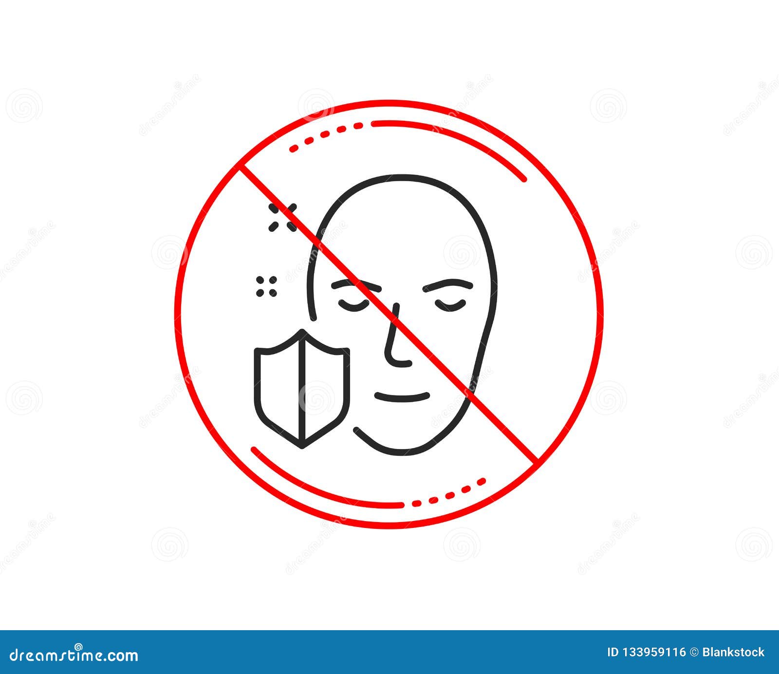 Face Detection Protected Line Icon Secure Access Sign Vector Stock