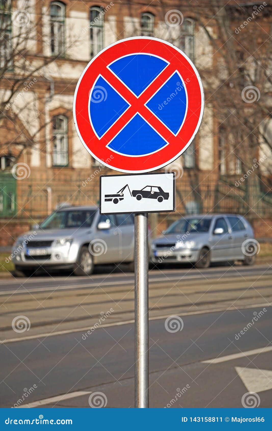 No Stopping Traffic Sign on the Road Stock Image - Image of street ...