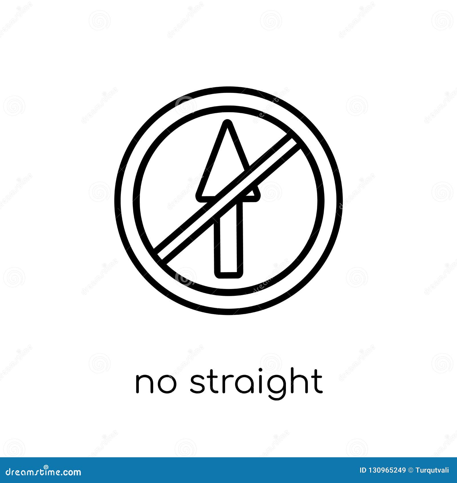 No Straight Sign Icon. Trendy Modern Flat Linear Vector No Straight ...