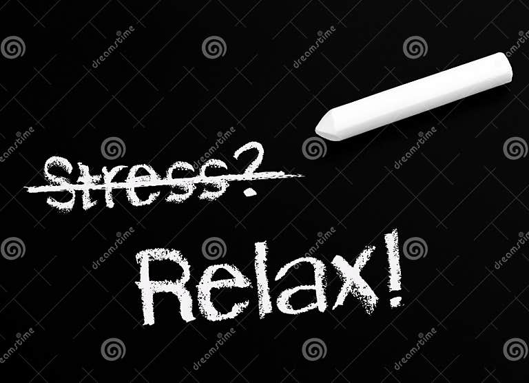 No Stress Chalk and Blackboard Stock Image - Image of artwork, words ...